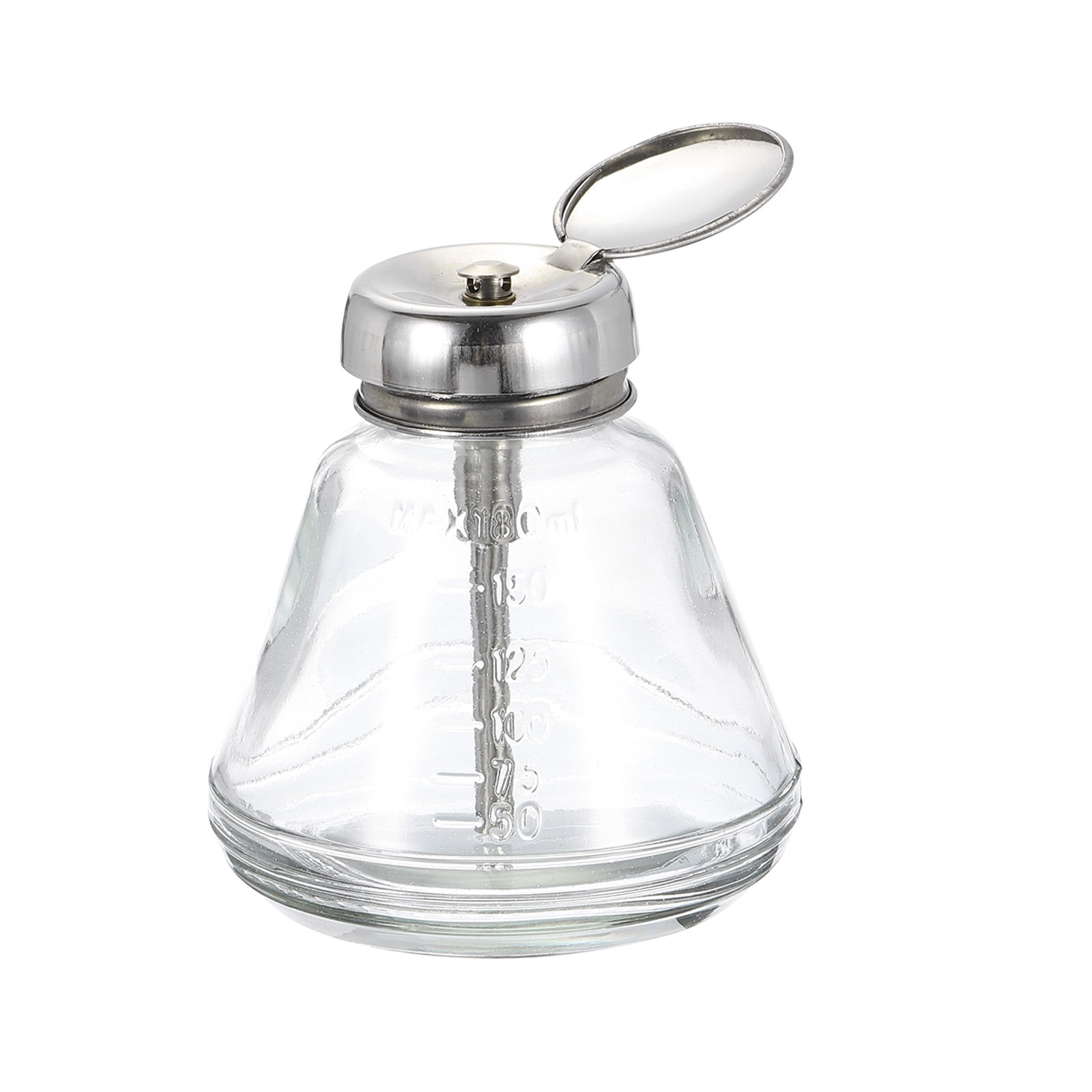 Uxcell 6.1Oz / 180ML Glass Pump Dispenser Bottle Square Liquid Pumping ...