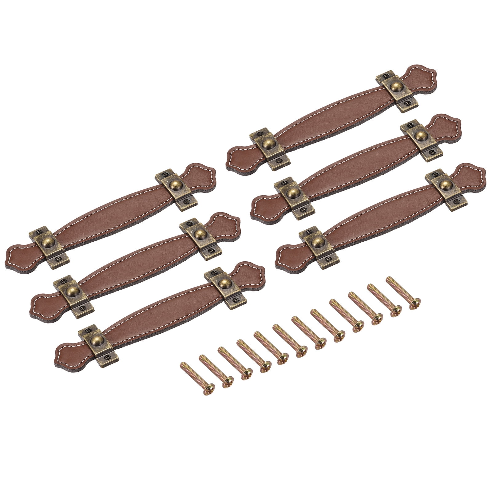 Uxcell 6.3" Drawer Pulls Dresser Handles Leather Brown 6Pcs - Walmart.com