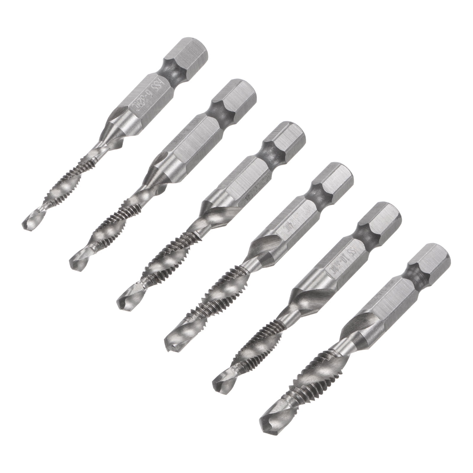 Uxcell 6-32 8-32 10-3210-24 12-24 1/4-20 High Speed Steel Combination ...