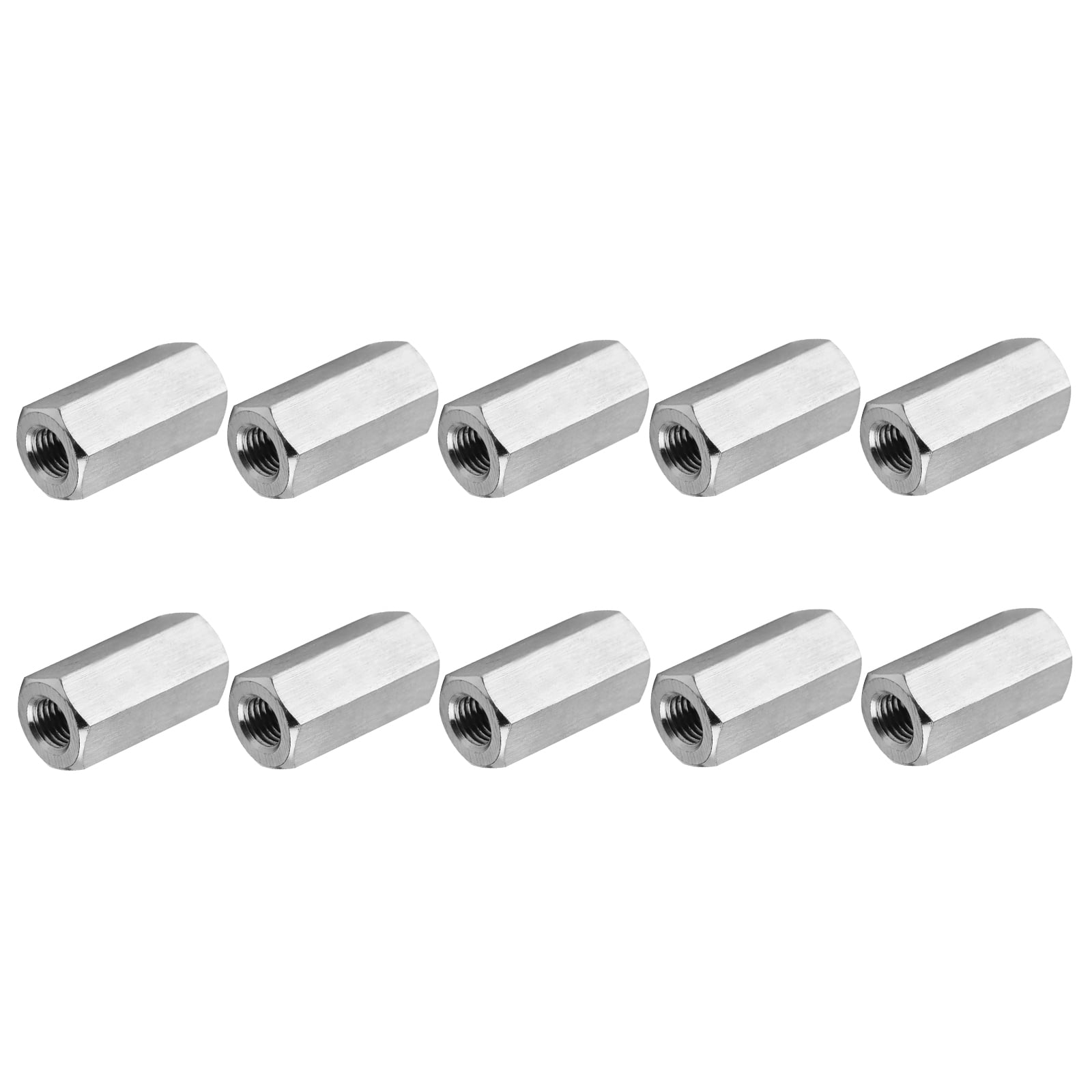 Uxcell 6#-32 UNC 304 Stainless Steel Hex Coupling Nuts, 10 Pcs 12mm / 0.47" Length Fully ...