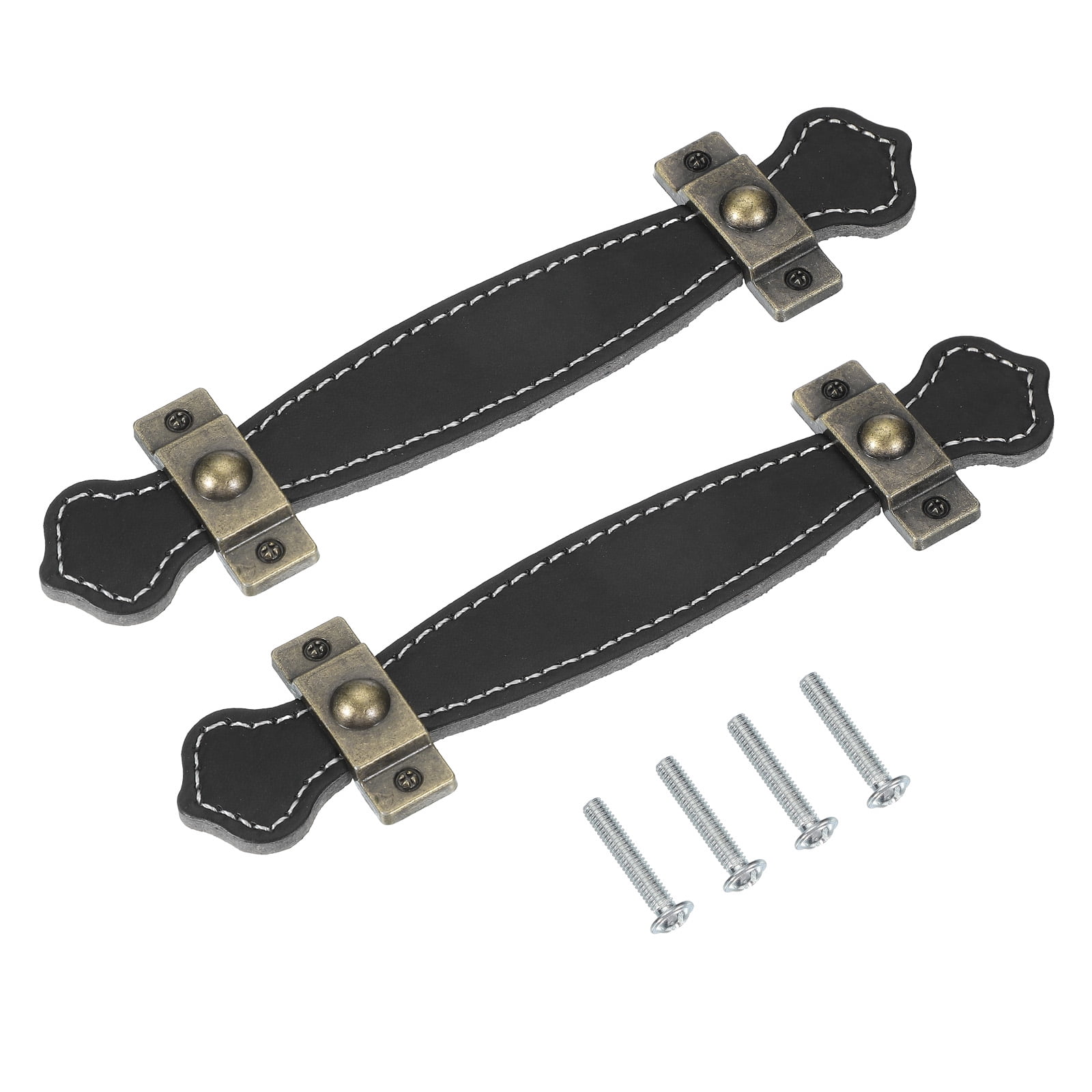 Uxcell 6.4" Leather Drawer Pulls with Iron Sheet, 2 Pcs Leather Strap ...