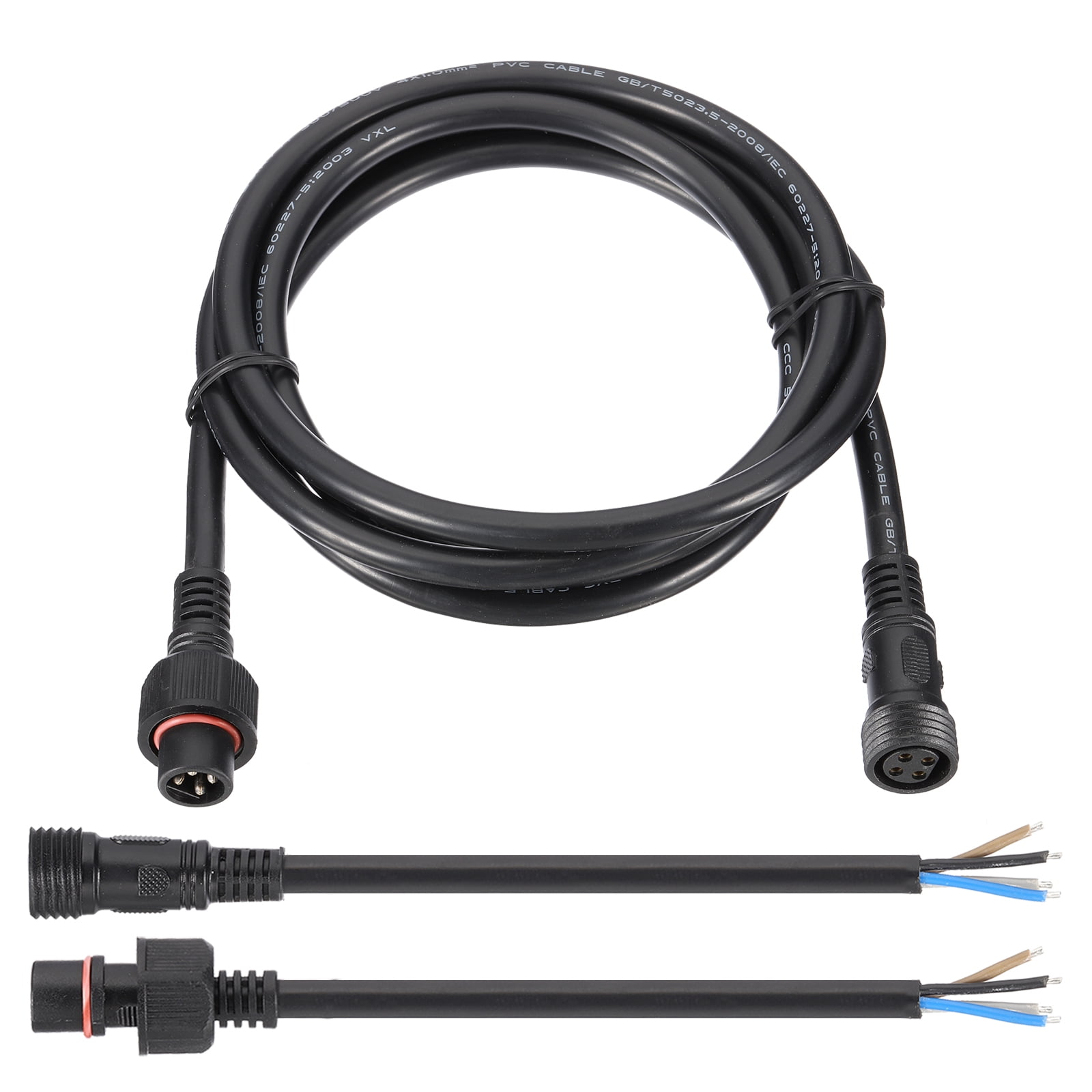 Uxcell 6.56Ft 17AWG IP67 4 Pin Extension Cable Wire with 7.87" Male ...
