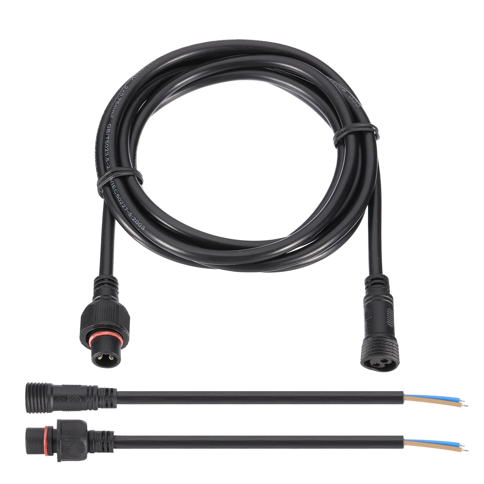 Uxcell 6.56Ft 18AWG IP67 2 Pin Extension Cable Wire with 7.87" Male ...