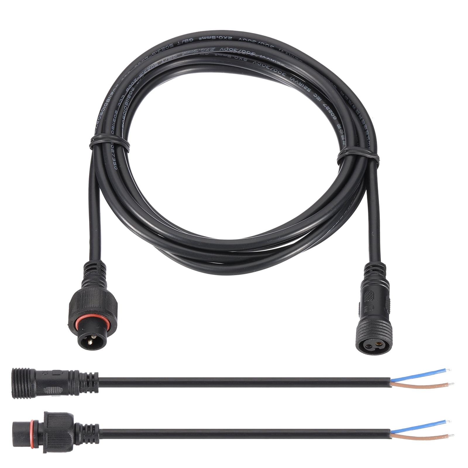 Uxcell 6.56Ft 20AWG IP67 2 Pin Extension Cable Wire with 7.87" Male ...