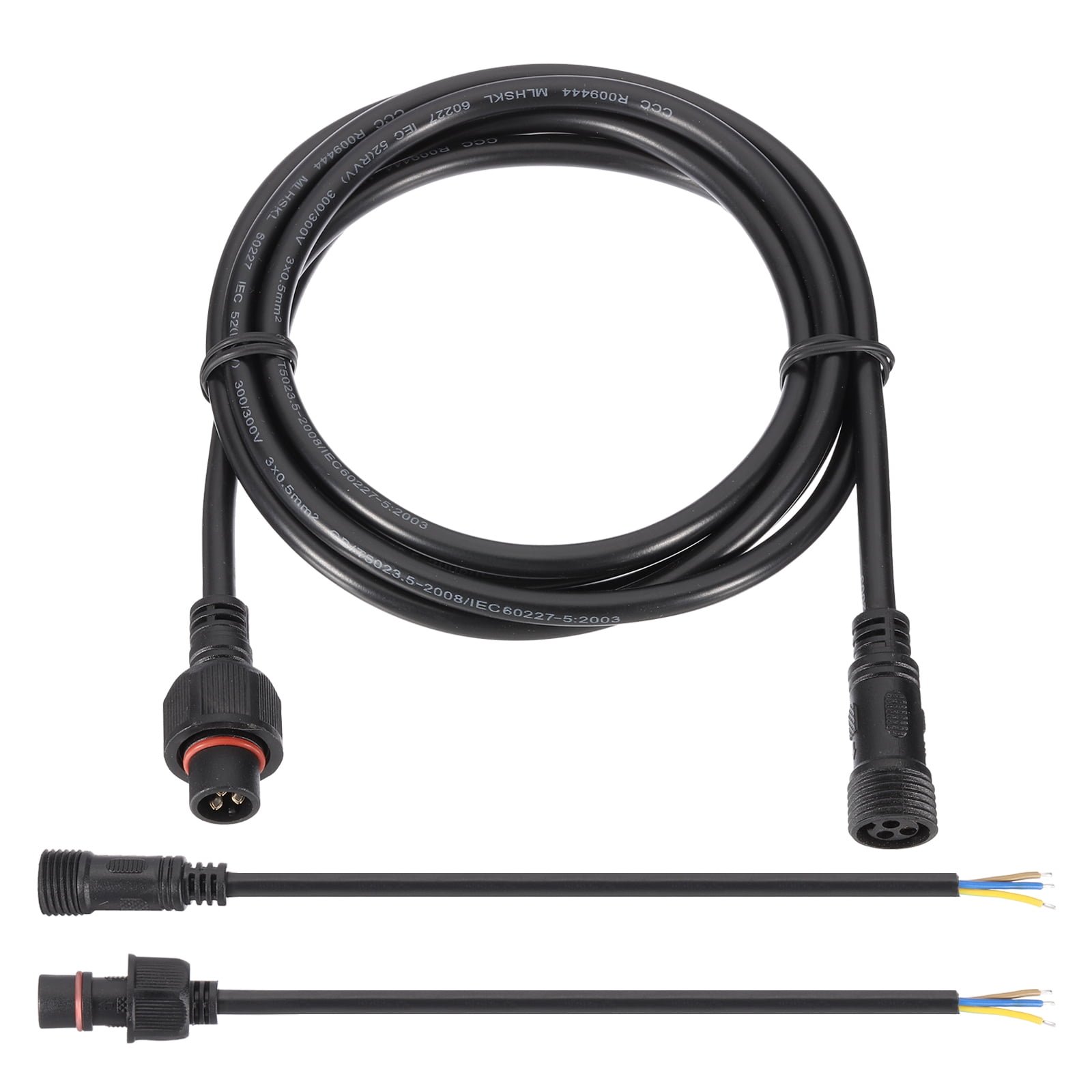 Uxcell 6.56Ft 20AWG IP67 3 Pin Extension Cable Wire with 7.87" Male ...