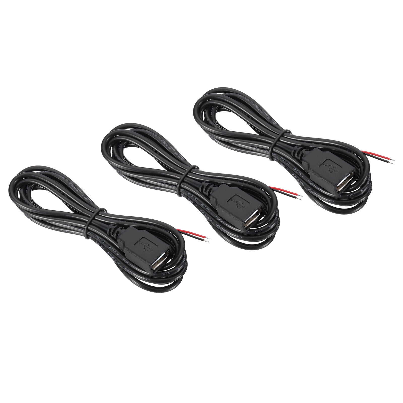 Uxcell 6.56Ft USB 2.0 Female to 2 Pin Bare Wire Pigtail Cable, 3pcs ...