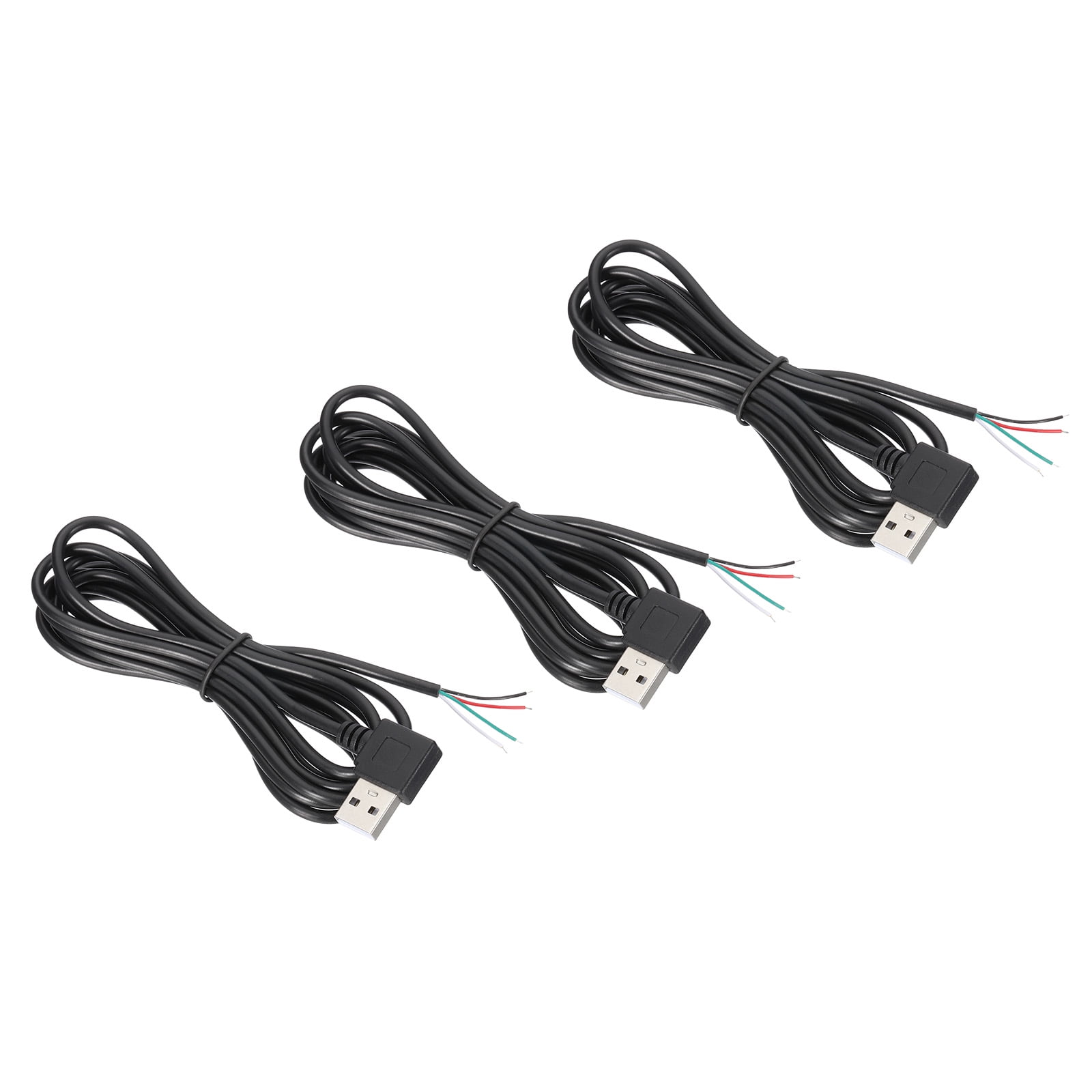 Uxcell 6.56Ft USB 2.0 Male to 4 Pin Bare Wire Pigtail Cable, 3pcs 28AWG ...