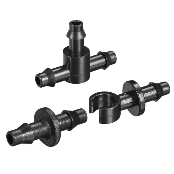 Uxcell 6.5mm Barbed Irrigation Fittings Kit (Black, 75 Straight Barbs ...