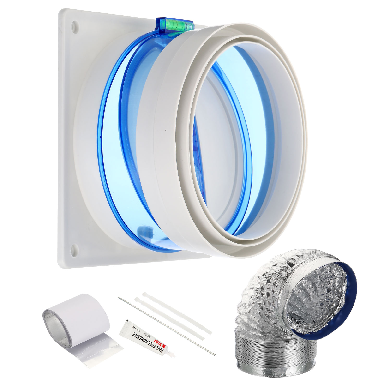 Uxcell 6"-7" Backdraft Damper with 2M Pipe ABS Inline Backflow Duct ...