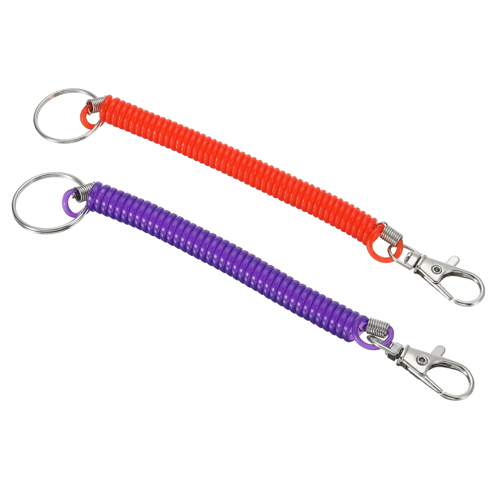 Uxcell 6.7" Spiral Retractable Spring Coil Keychain, 2 Pack, Red Purple ...