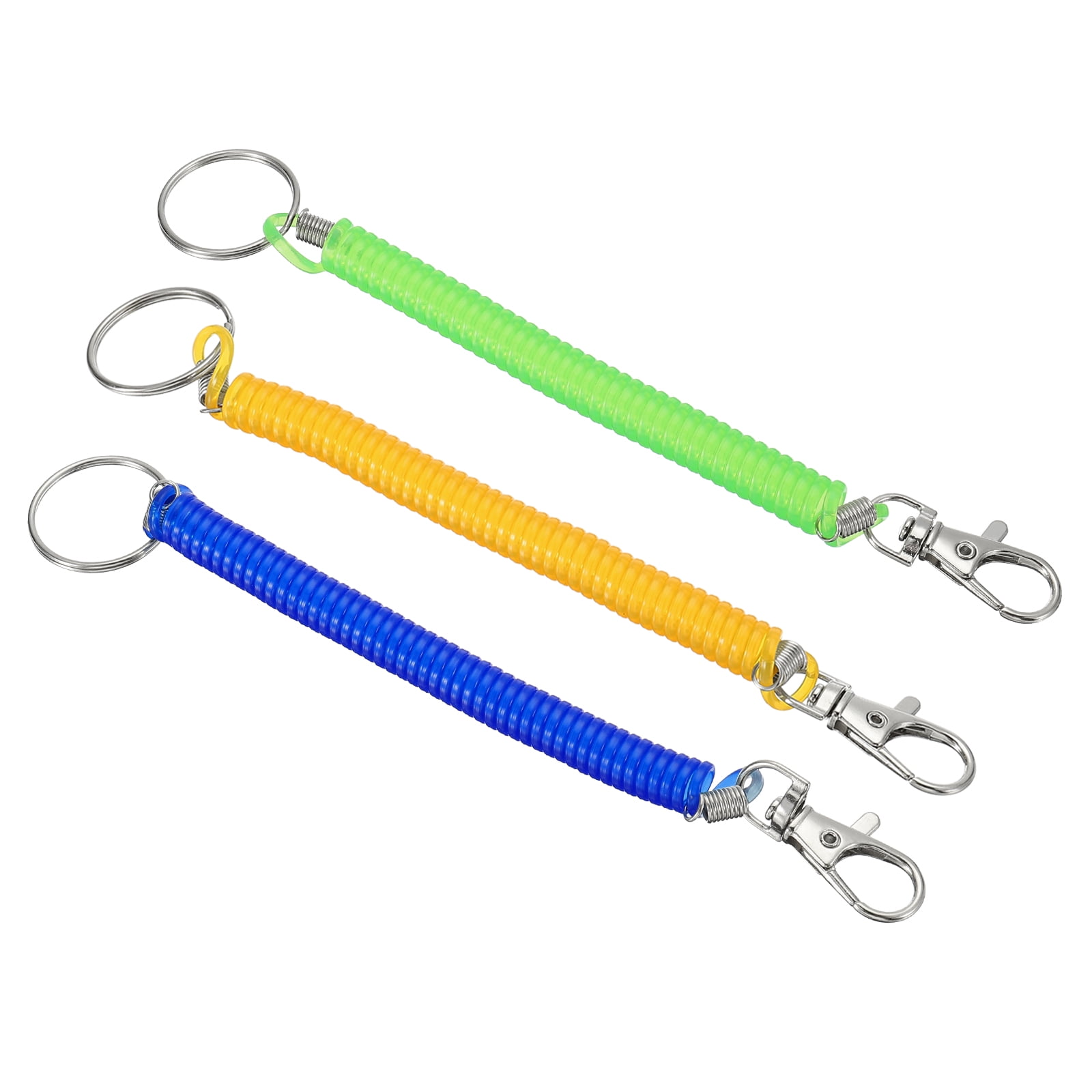 Uxcell 6.7" Spiral Retractable Spring Coil Keychain, 3 Pack, Yellow ...