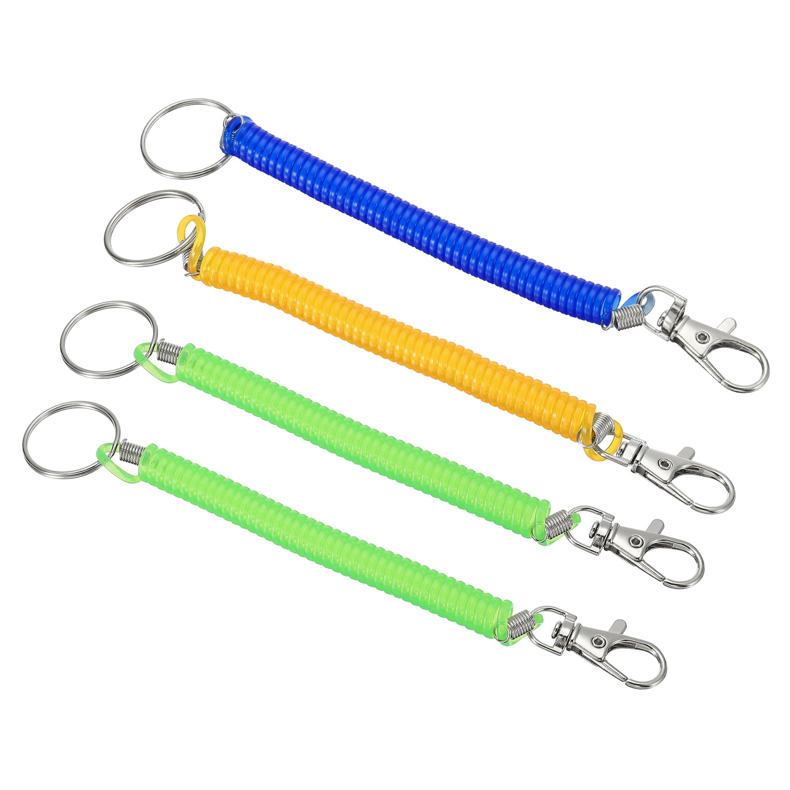 Uxcell 6.7" Spiral Retractable Spring Coil Keychain, 4 Pack, Green ...