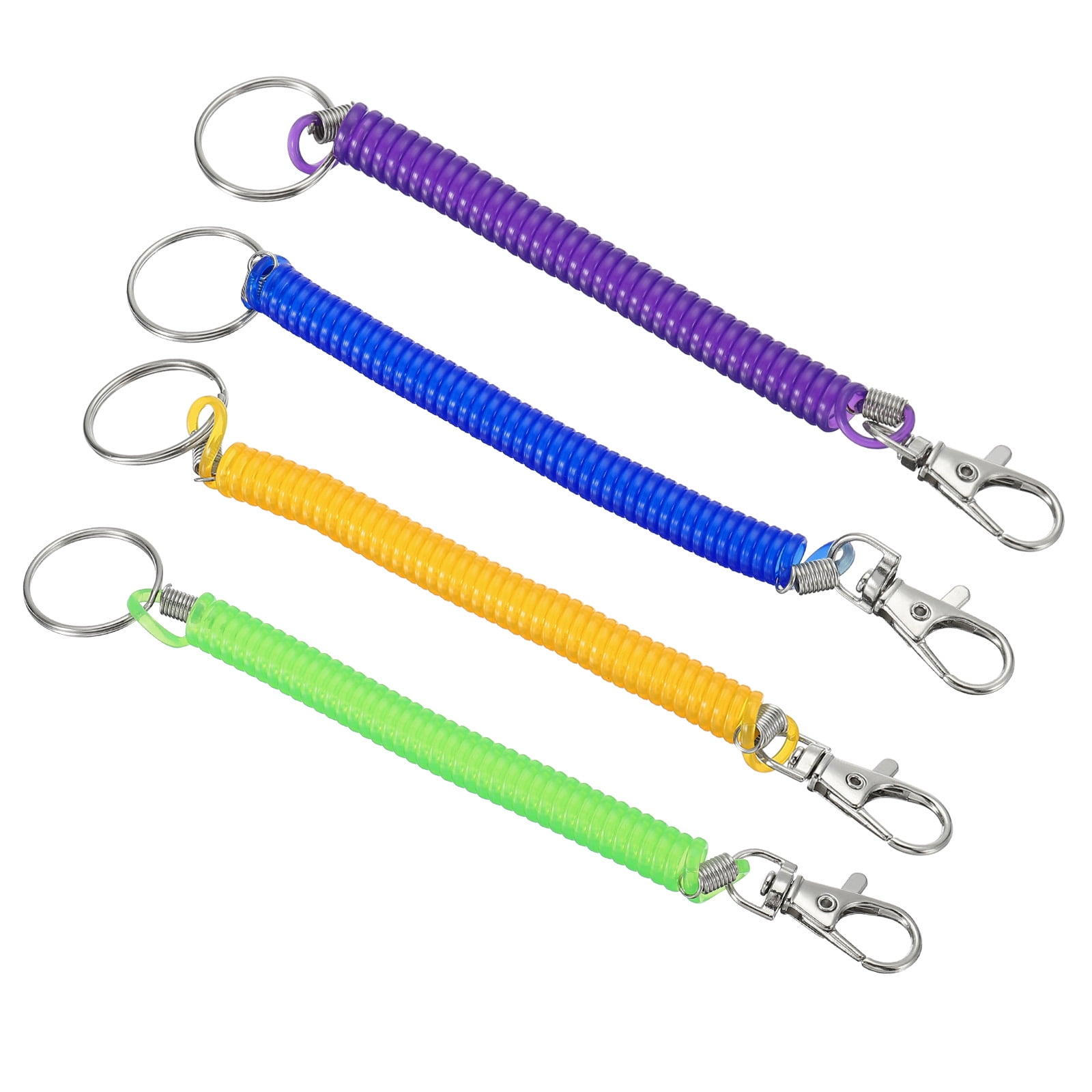Uxcell 6.7" Spiral Retractable Spring Coil Keychain, 4 Pack, Purple ...