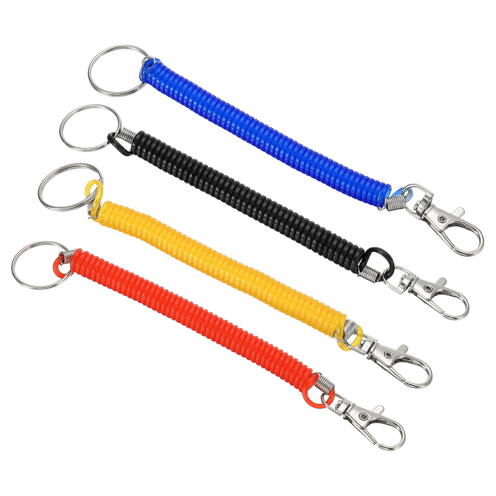 Uxcell 6.7" Spiral Retractable Spring Coil Keychain, 4 Pack, Red Yellow ...
