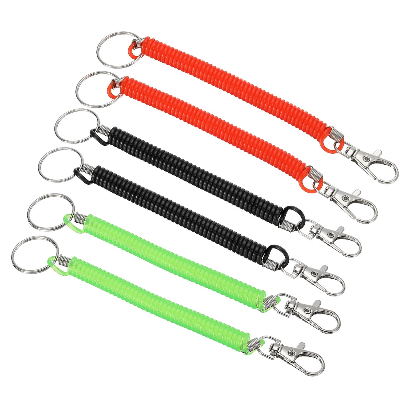 Uxcell 6.7" Spiral Retractable Spring Coil Keychain, 6 Pack, Red Green ...