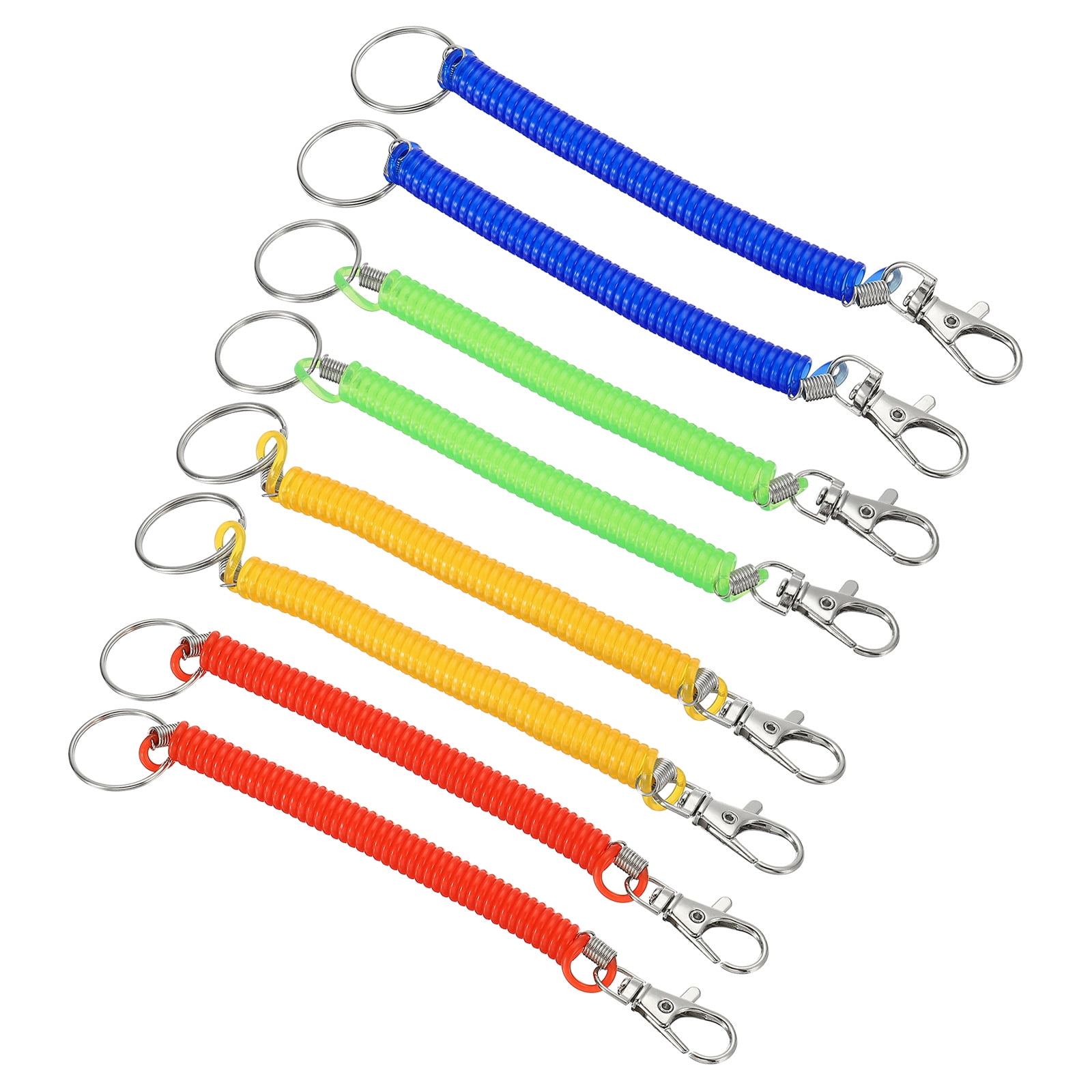 Uxcell 6.7" Spiral Retractable Spring Coil Keychain, 8 Pack, Red Yellow ...