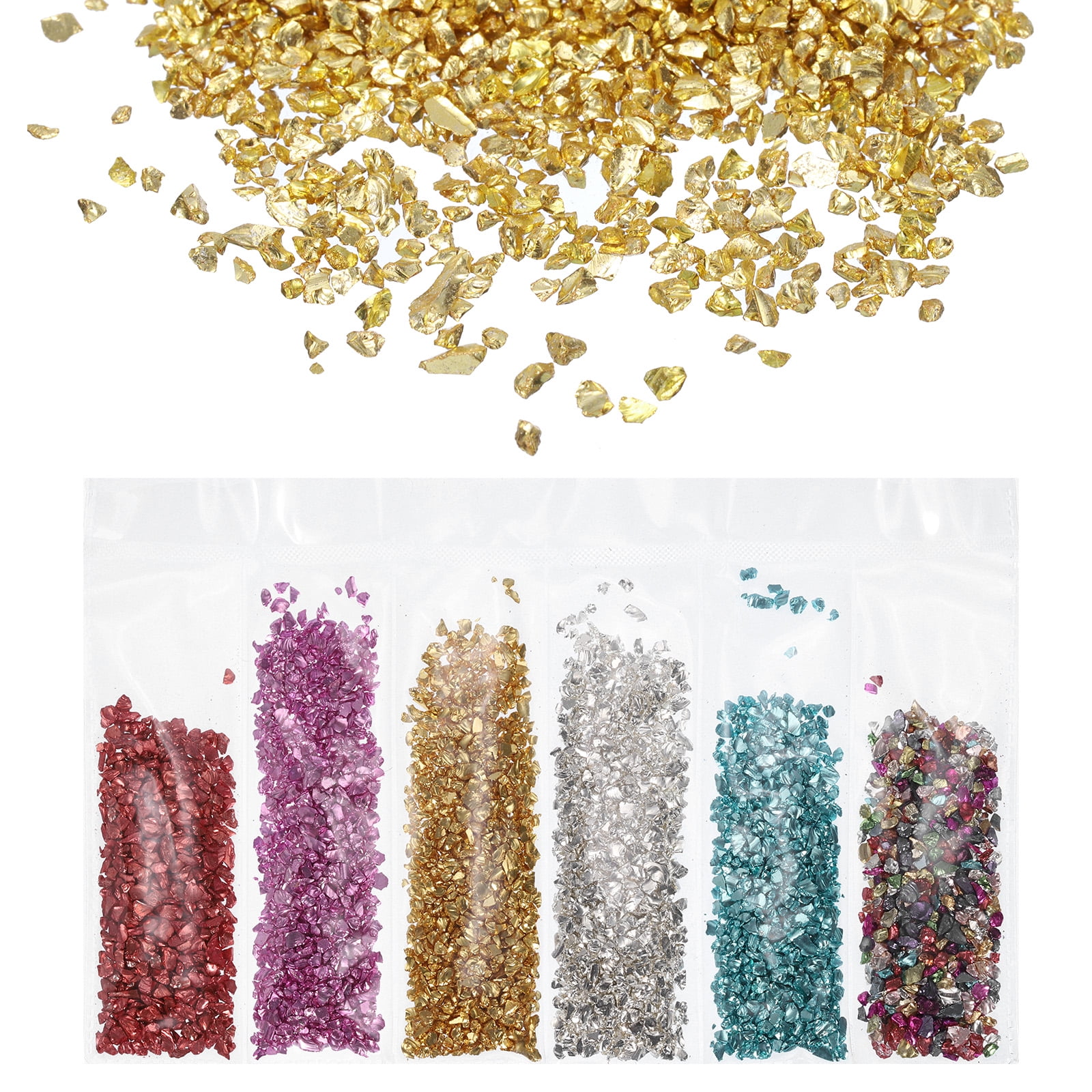 Uxcell 6 Colors Crushed Glass Irregular Sequins, Multi-color Metallic ...