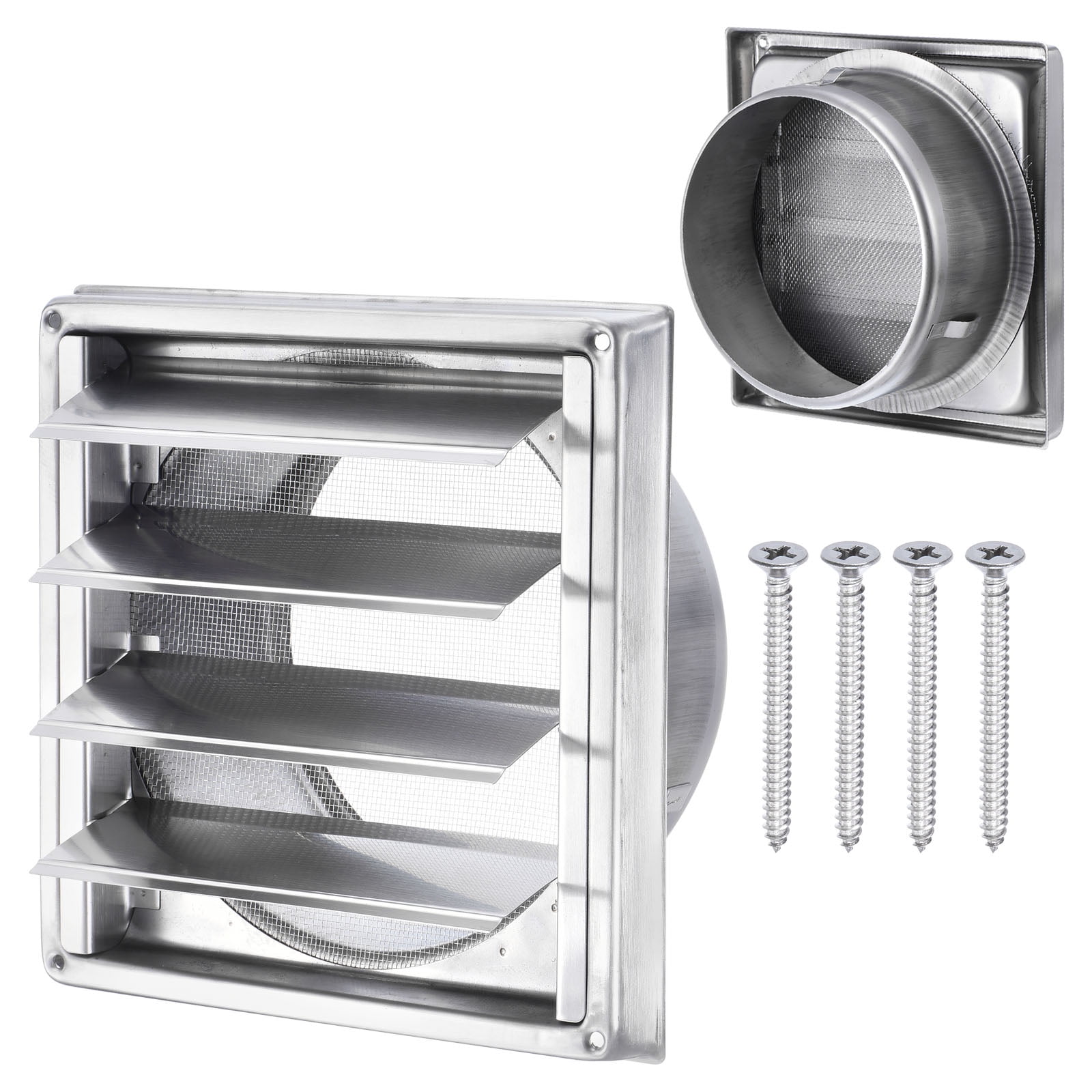 Uxcell 6" Dryer Vent Cover Stainless Steel Exterior Wall Outlet Vent ...
