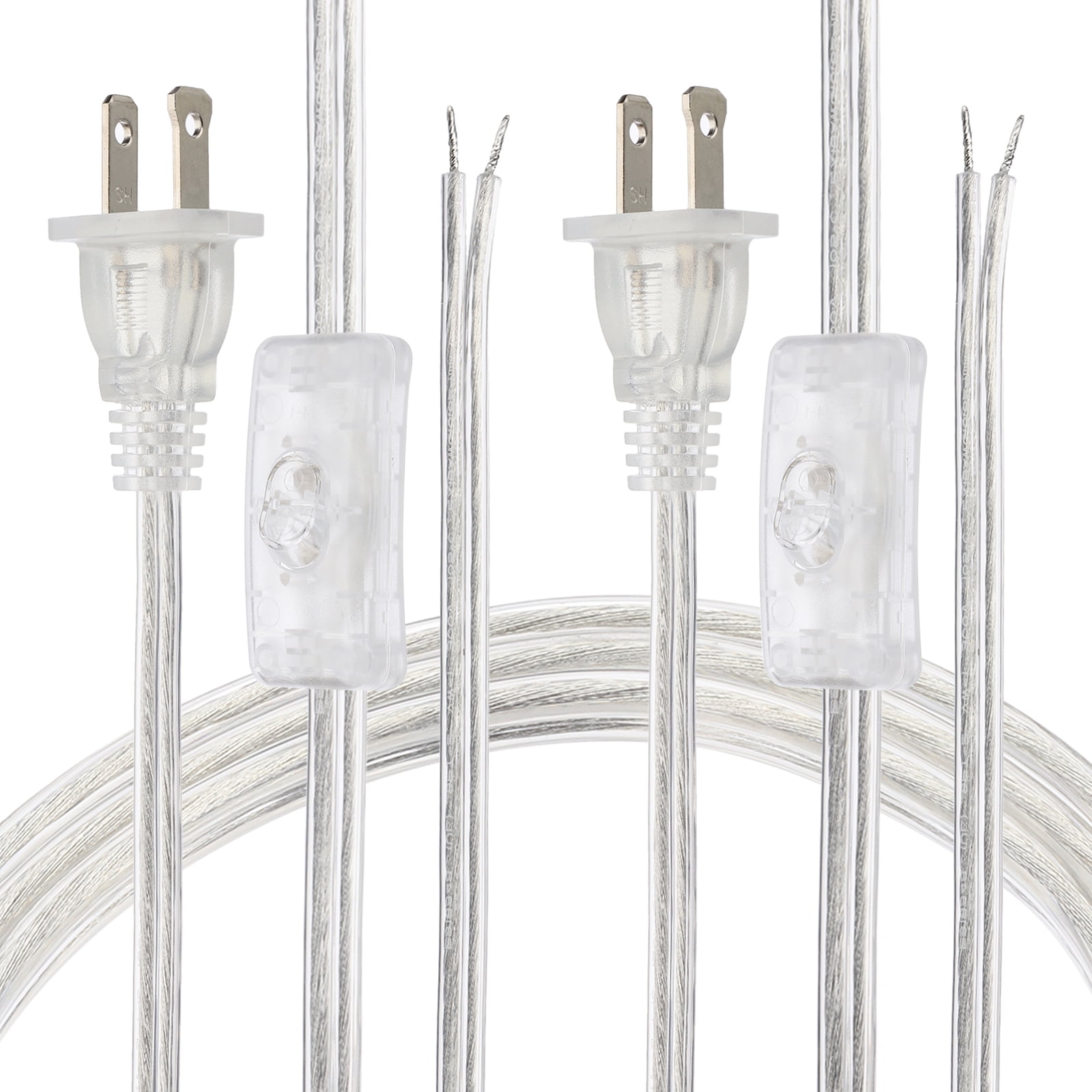 Uxcell 6 Feet 18AWG Lamp Cord with Plug, 2 Set SPT-2 UL List Lamp Power ...
