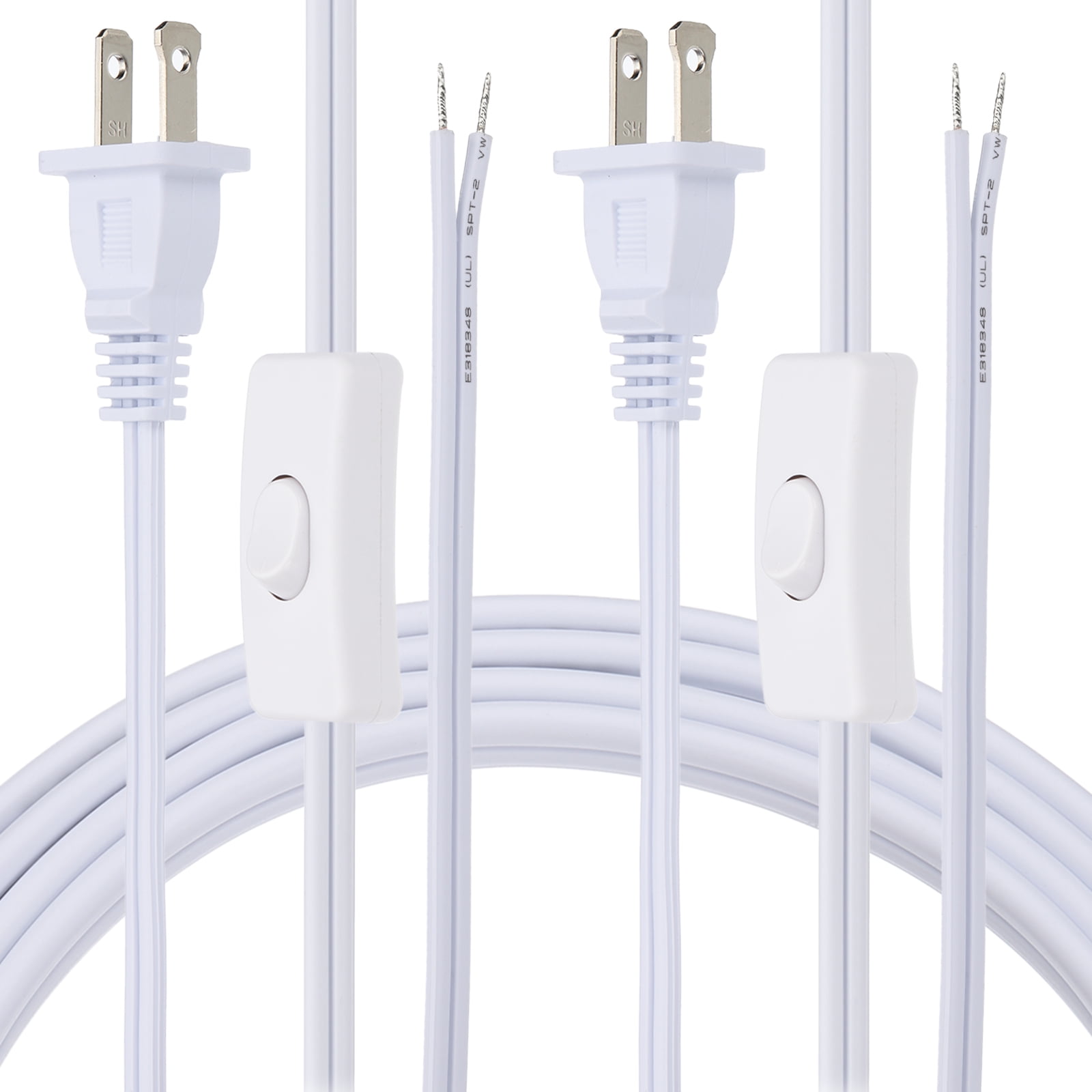 Uxcell 6 Feet 18AWG Lamp Cord with Plug, 2 Set SPT-2 UL List Lamp Power ...
