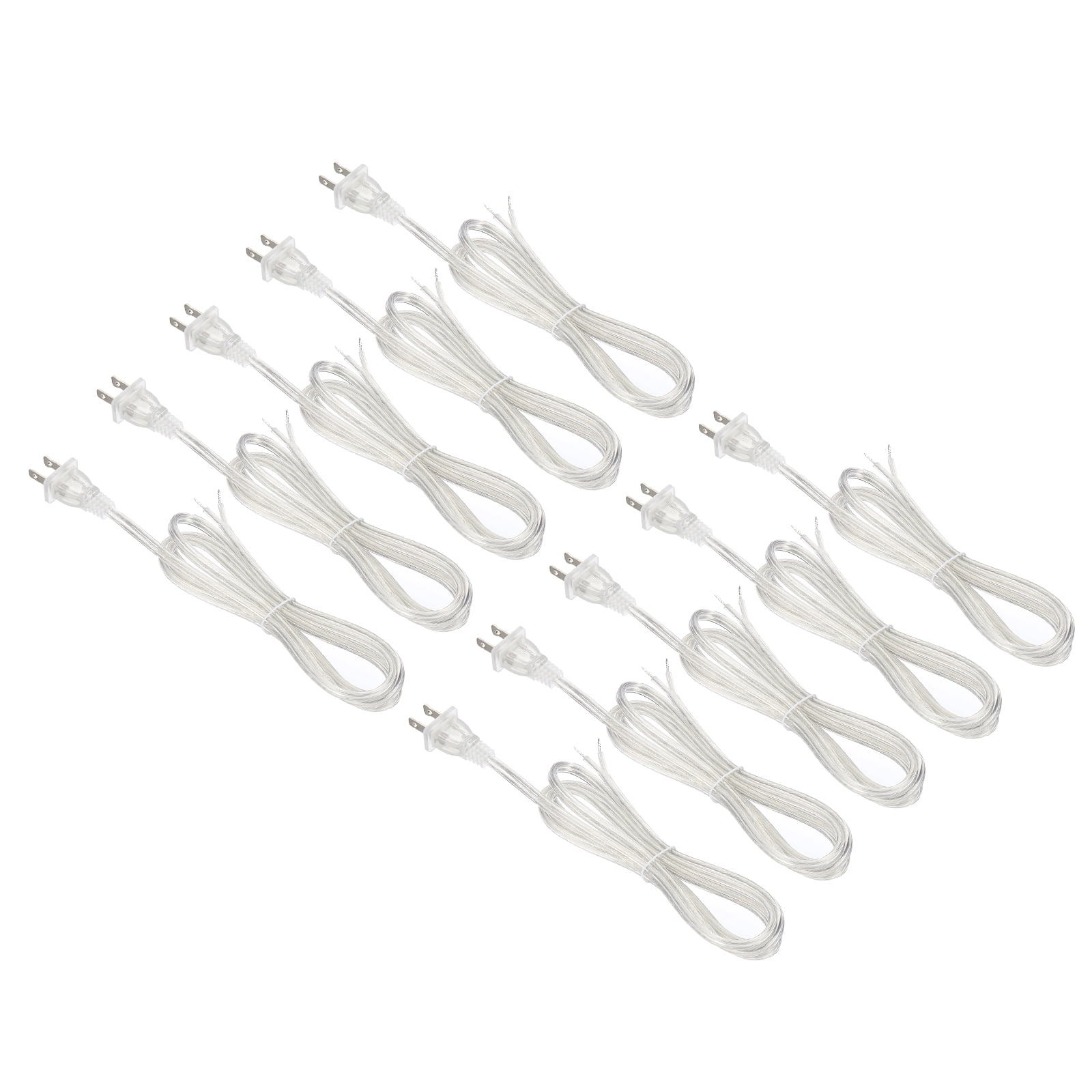 Uxcell 6 Feet Lamp Cord, SPT-2 18AWG UL Listed Power Wire 10 Pack Clear ...