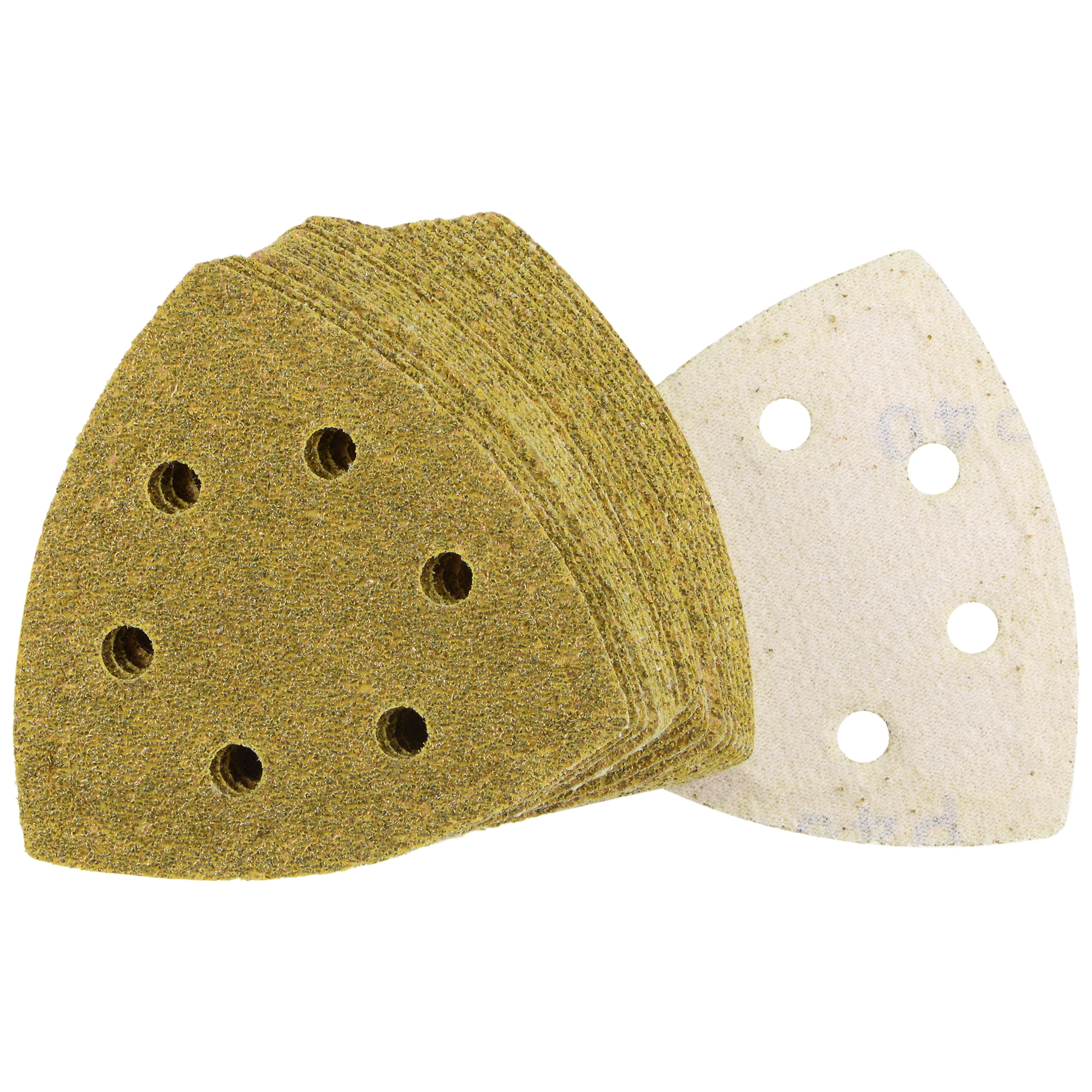Uxcell 6 Holes Triangle Detail Sandpaper Pad Hook and Loop Golden 40 ...