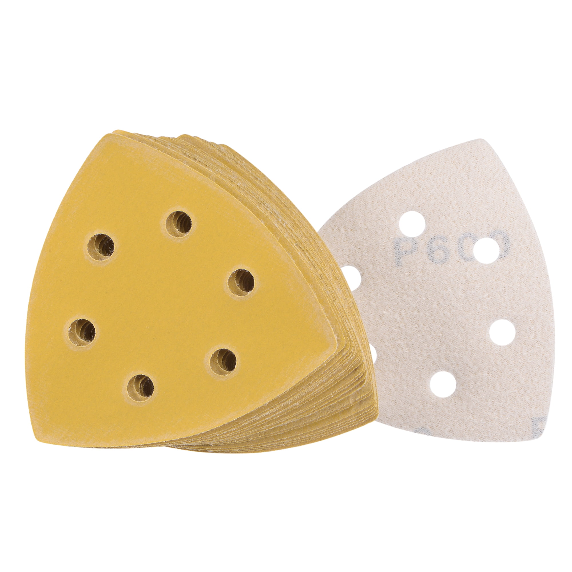 Uxcell 6 Holes Triangle Detail Sandpaper Pad Hook and Loop Golden 600 ...