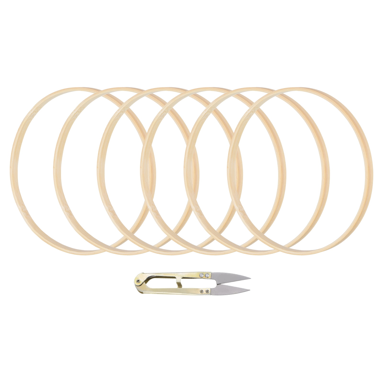 Uxcell 6 Inch Bamboo Macrame Floral Hoop Craft Rings with 1 Scissor for ...