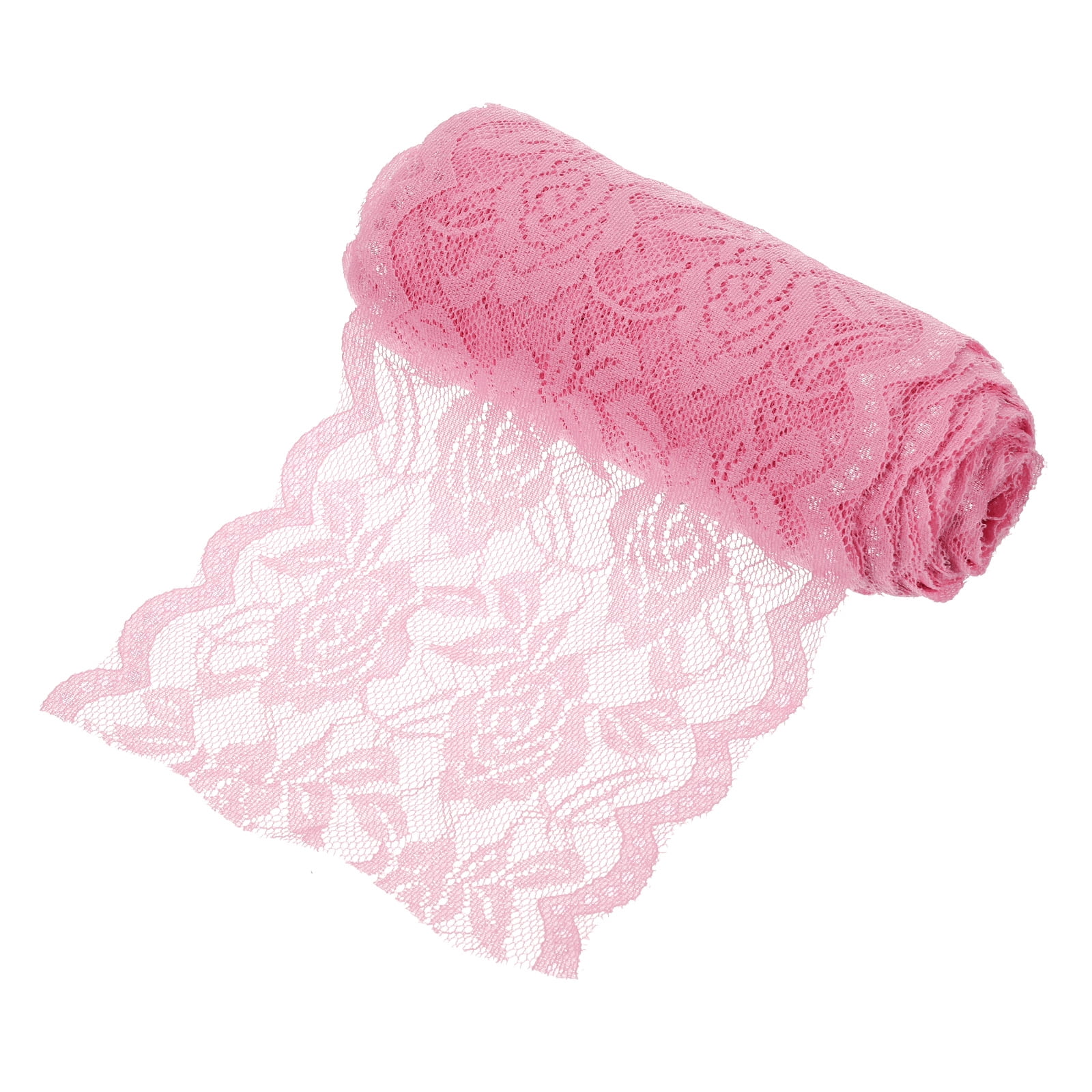 Uxcell 6 Inch Wide 11 Yard Lace Ribbon Floral Pattern Pink Lace Trim ...