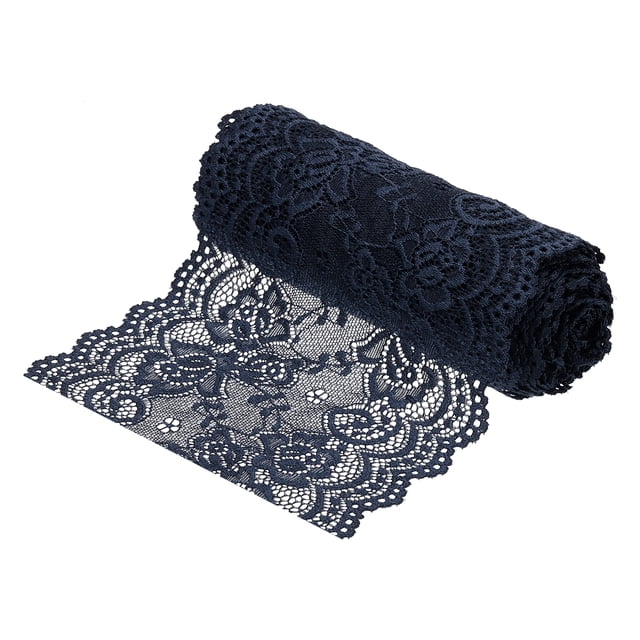Uxcell 6 Inch Wide 5 Yard Lace Ribbon Floral Pattern Navy Lace Trim ...