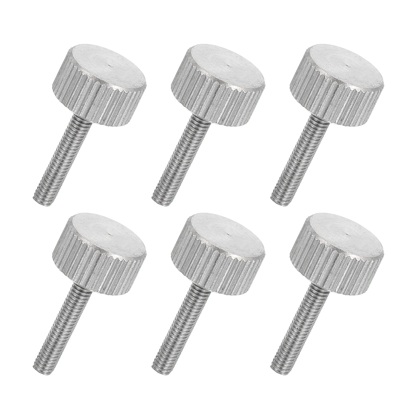 Uxcell 6 PCS M3 x 16mm Flat Knurled Head Thumb Screws,304 Stainless Steel Fully Threaded ...