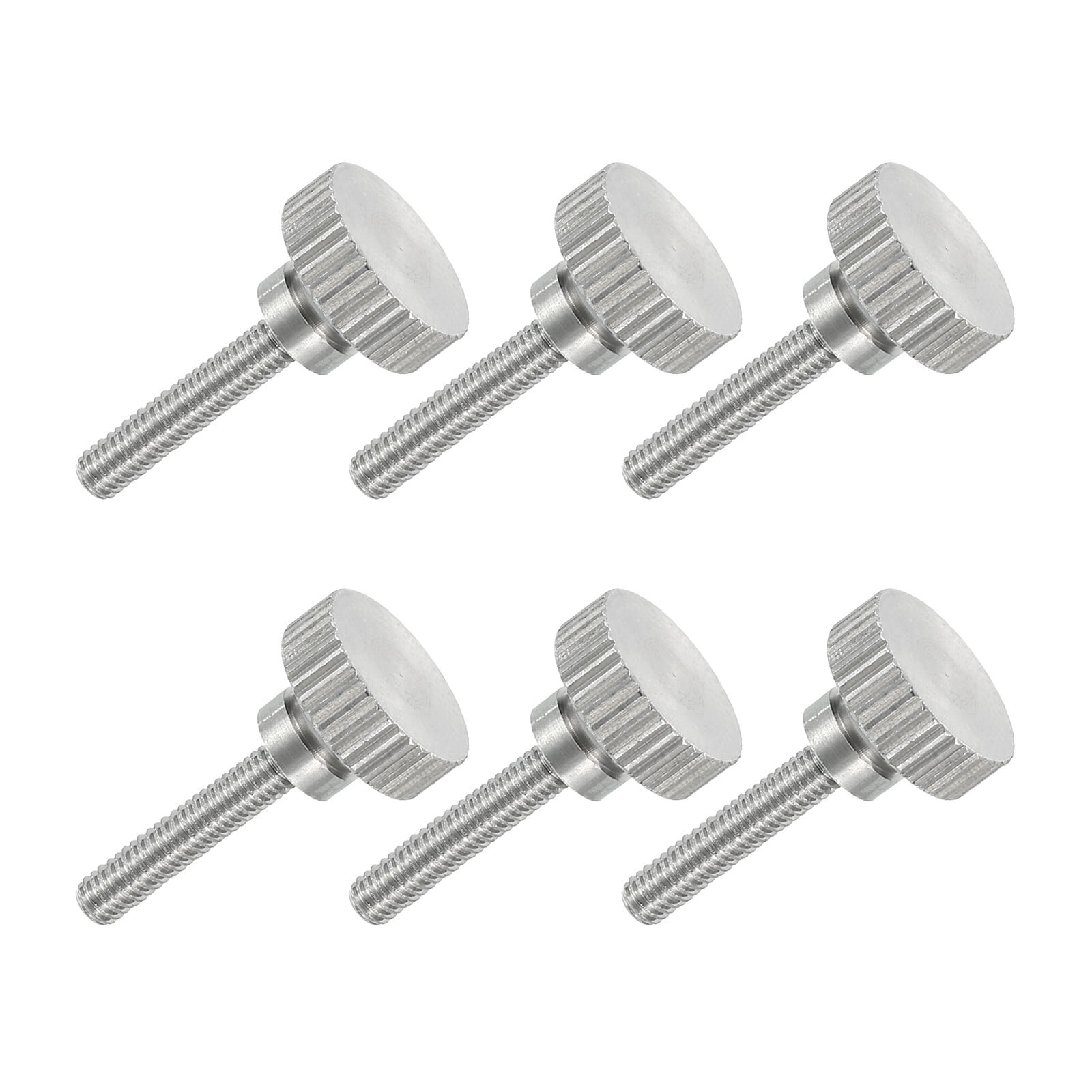 Uxcell 6 PCS M3 x 16mm Flat Knurled Head Thumb Screws,304 Stainless Steel Fully Threaded ...