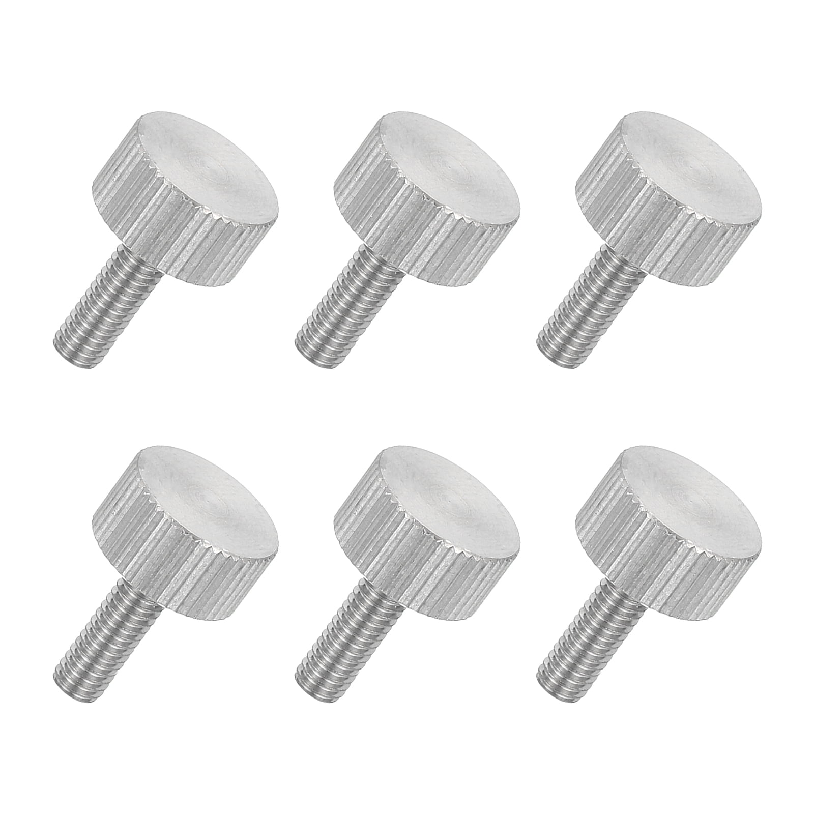 Uxcell 6 PCS M4 x 12mm Flat Knurled Head Thumb Screws,304 Stainless Steel Fully Threaded ...