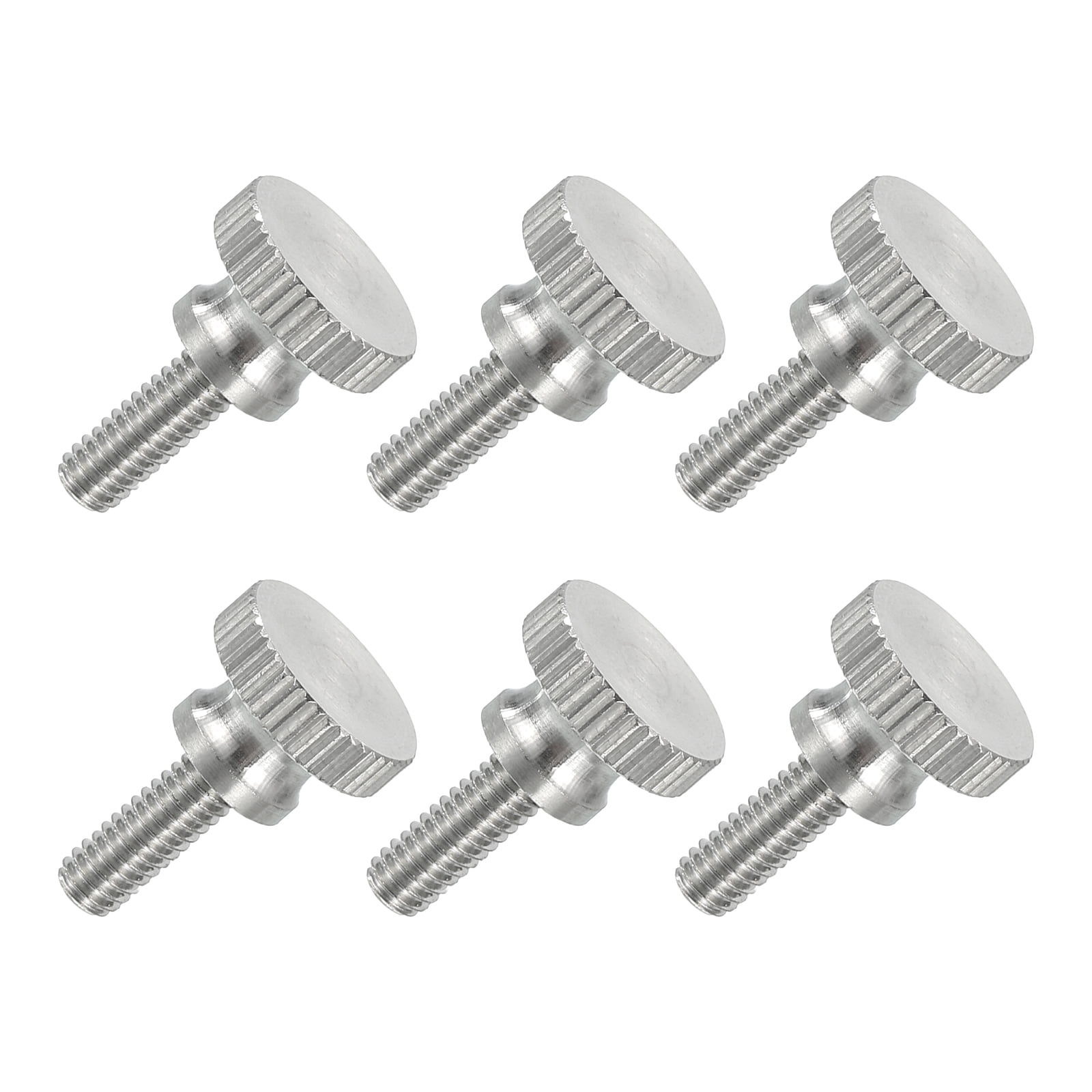 Uxcell 6 PCS M4 x 12mm Flat Knurled Head Thumb Screws,304 Stainless Steel Fully Threaded ...