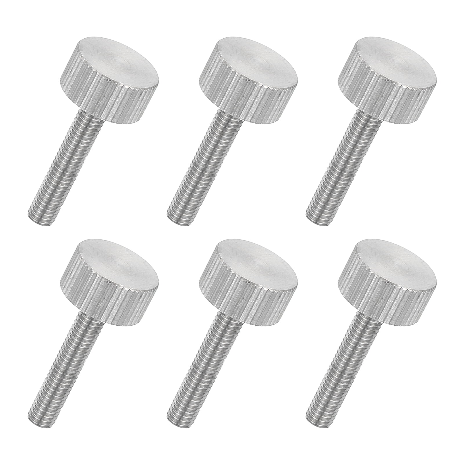 Uxcell 6 PCS M4 x 20mm Flat Knurled Head Thumb Screws,304 Stainless Steel Fully Threaded ...