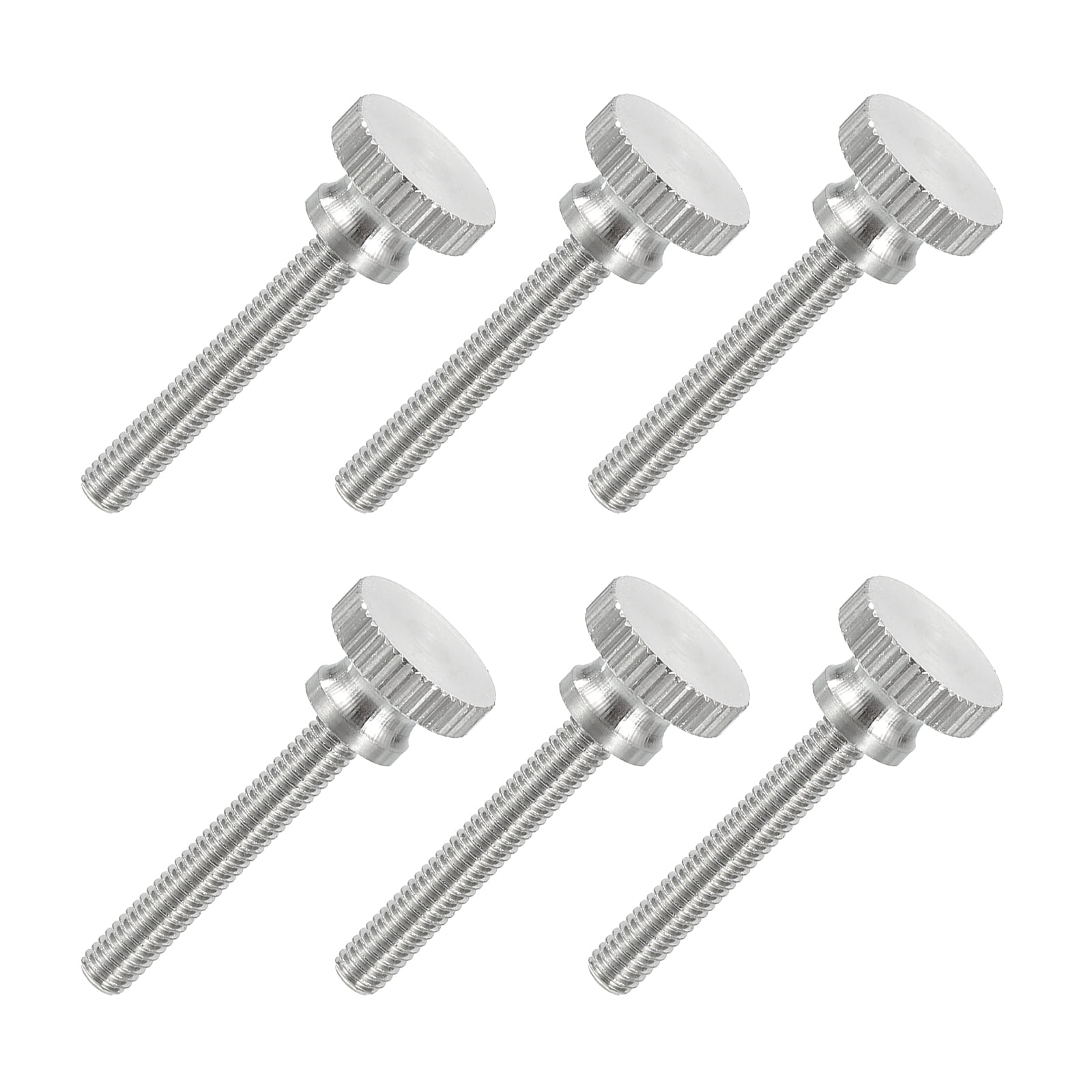 Uxcell 6 PCS M4 x 25mm Flat Knurled Head Thumb Screws,304 Stainless Steel Fully Threaded ...