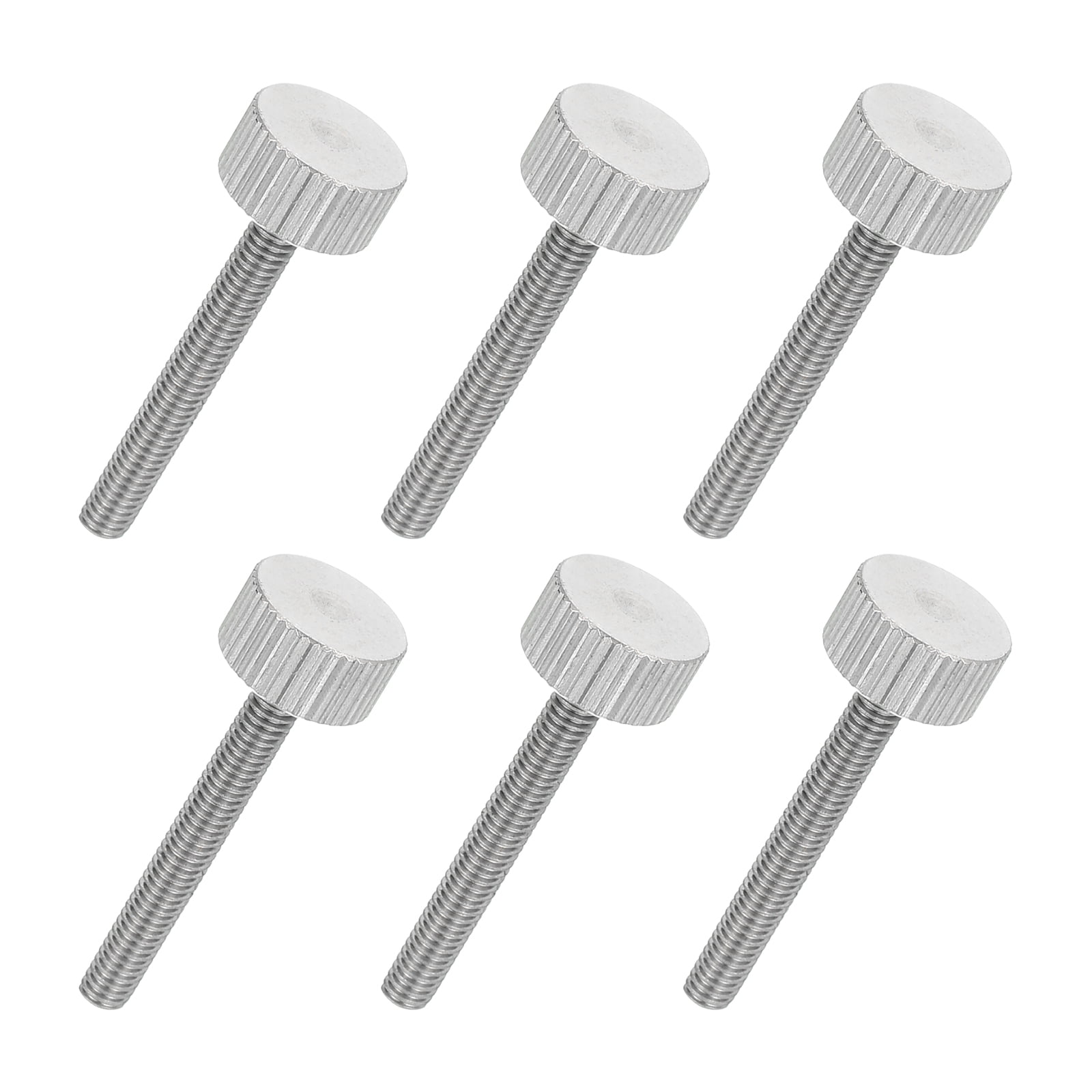 Uxcell 6 PCS M4 x 30mm Flat Knurled Head Thumb Screws,304 Stainless Steel Fully Threaded ...