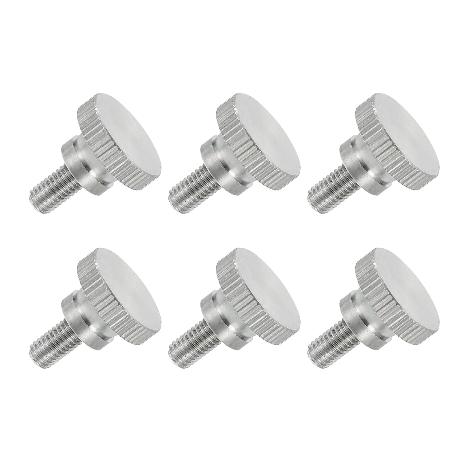 Uxcell 6 PCS M5 x 10mm Flat Knurled Head Thumb Screws,304 Stainless Steel Fully Threaded ...