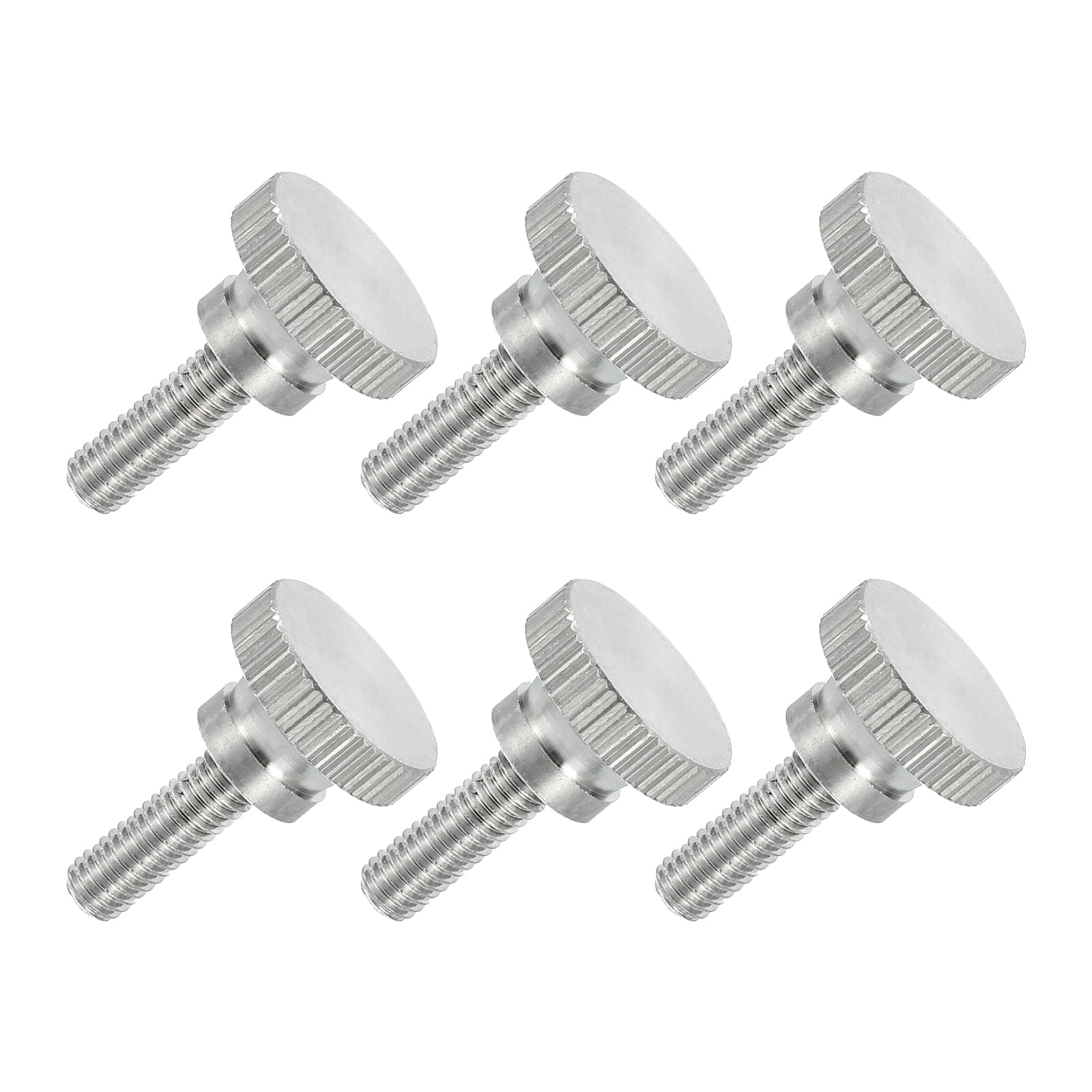 Uxcell 6 PCS M5 x 16mm Flat Knurled Head Thumb Screws,304 Stainless Steel Fully Threaded ...