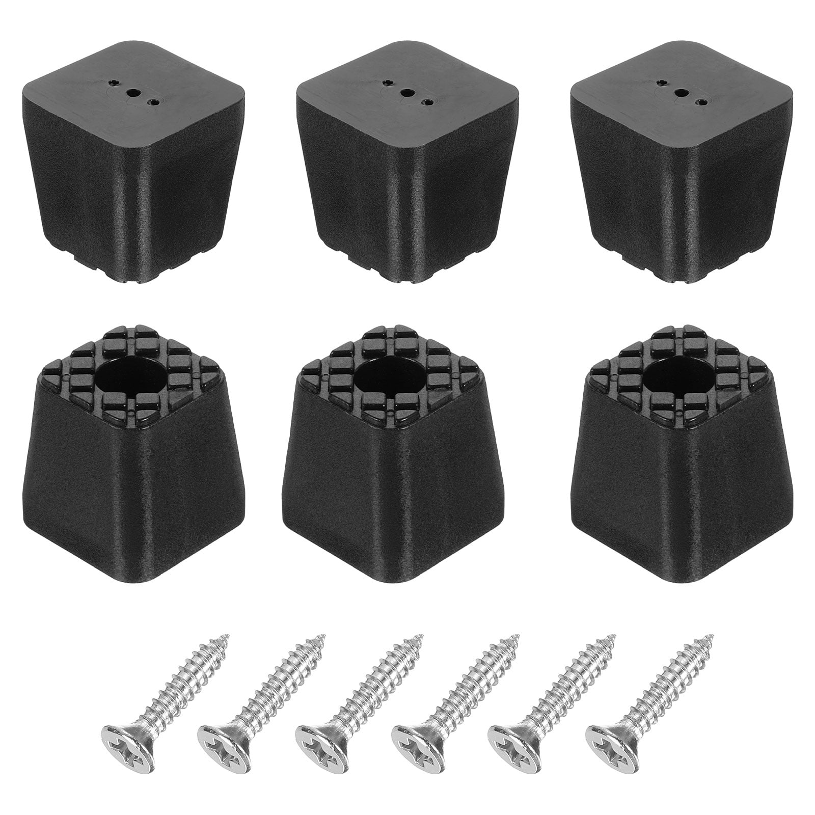 Uxcell 6 Pack 1.18x1.18 Inch Square Rubber Furniture Feet with Screws ...