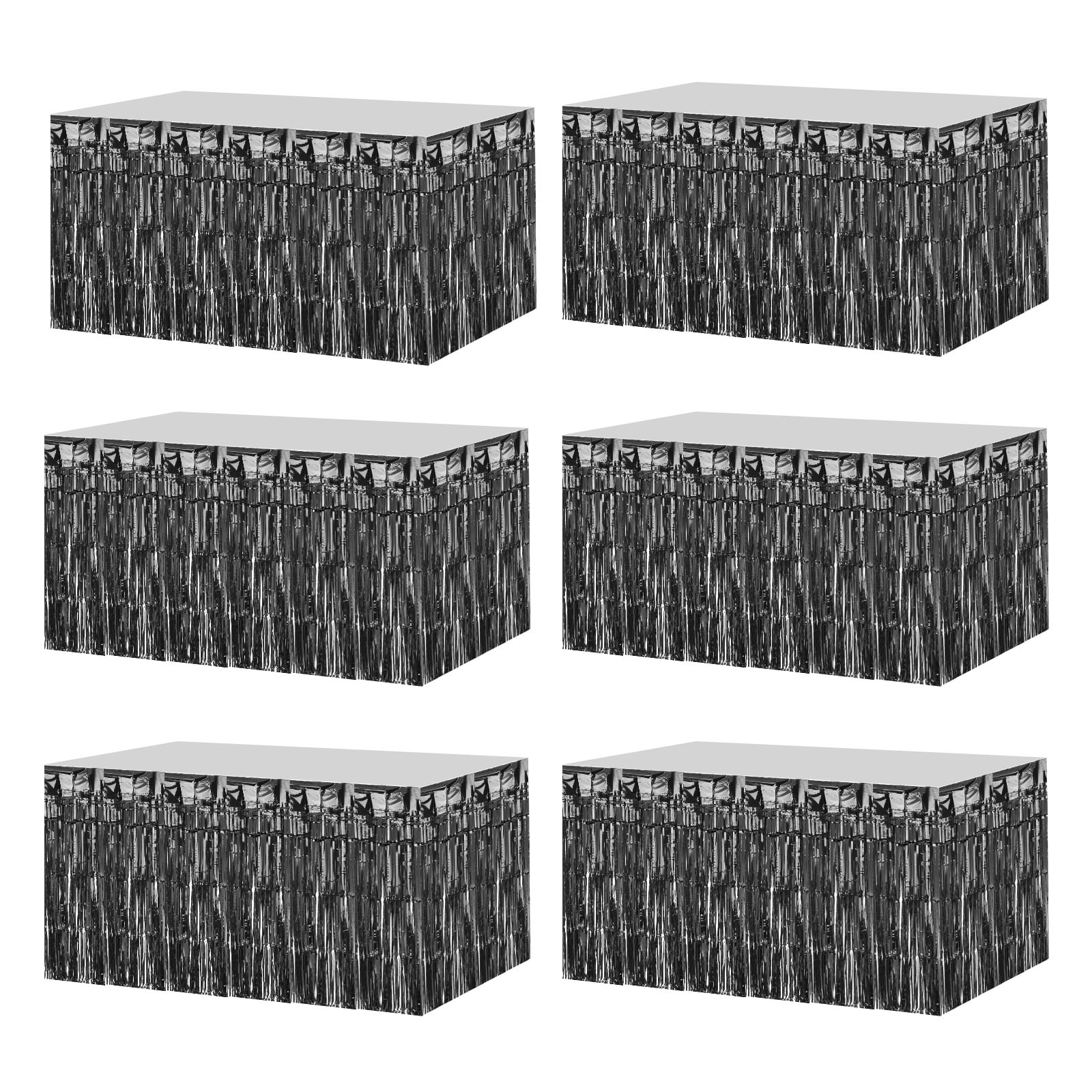 Uxcell 6 Pack 29x108 Inch Black Metallic Foil Fringe Tinsel Table ...
