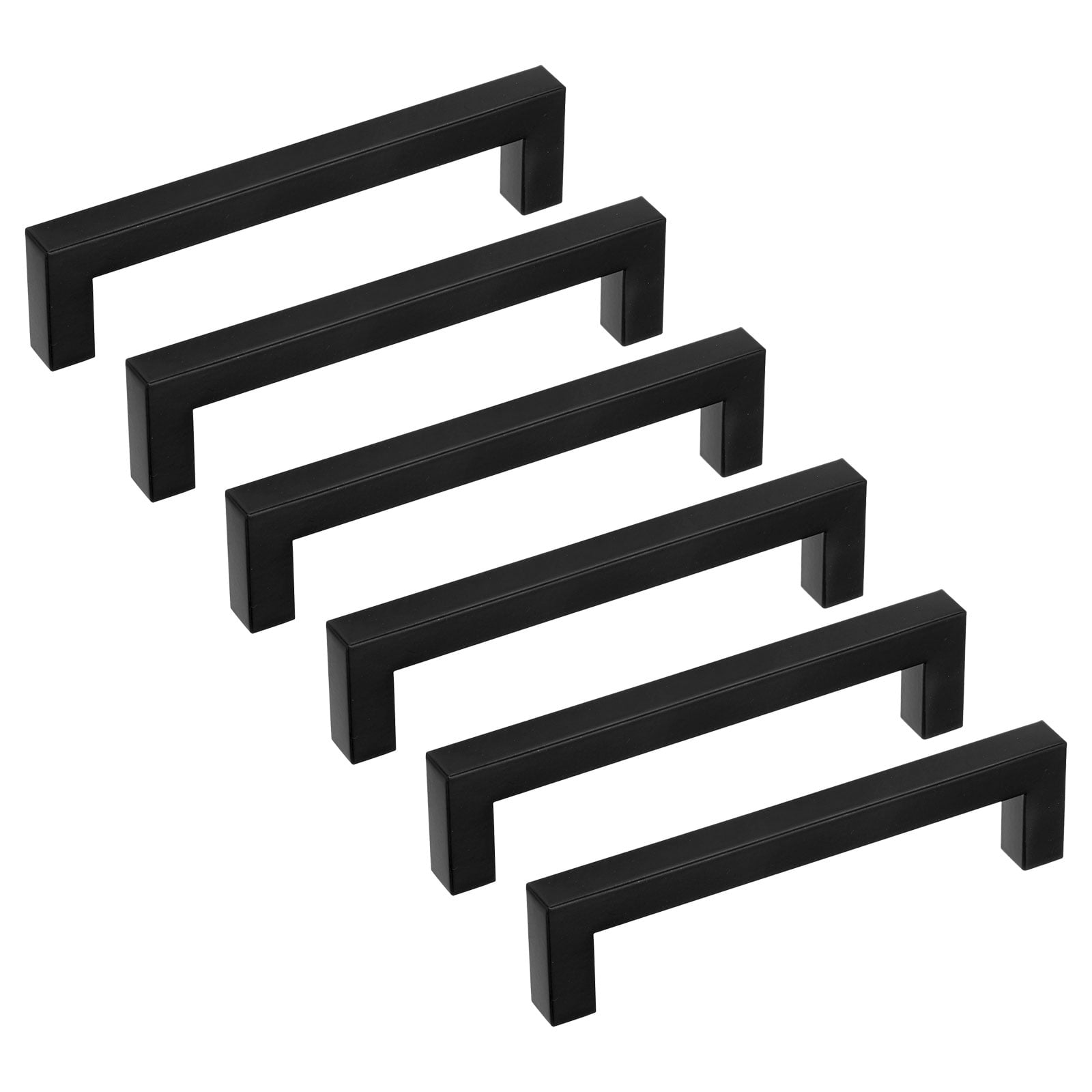 Uxcell 6-Pack 5.5" Slim Square Stainless Steel T Bar Double Hole Kitchen Cabinet Pulls Knobs ...