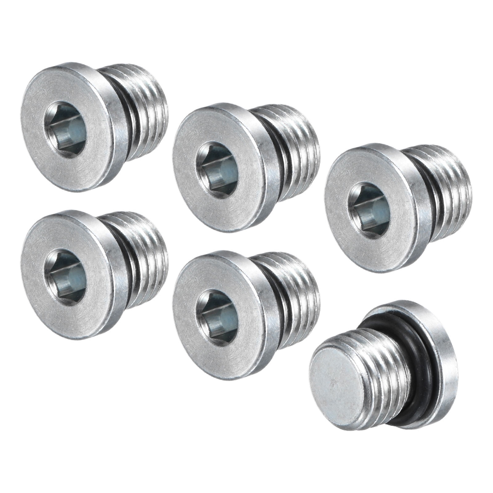 Uxcell 6-Pack 7/16-20UNF Inner Hex Head Pipe Fitting Plug, Stainless ...