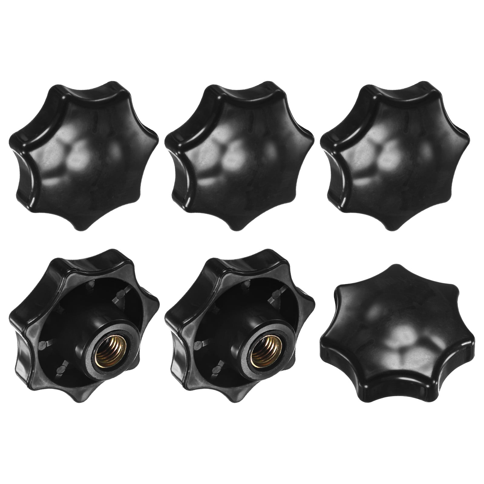 Uxcell 6-Pack 7 Star Knobs, M12 Female Thread 60mm Seven-Pointed Head ...