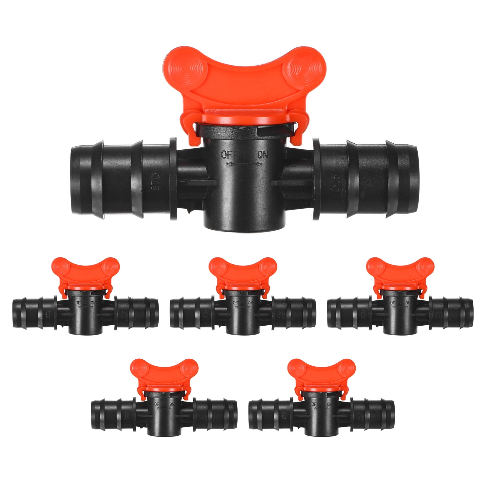 Uxcell 6-Pack Barbed Ball Valve, for 1 Inch Drip Tubing In-Line Ball Valve Shut-Off Switch ...