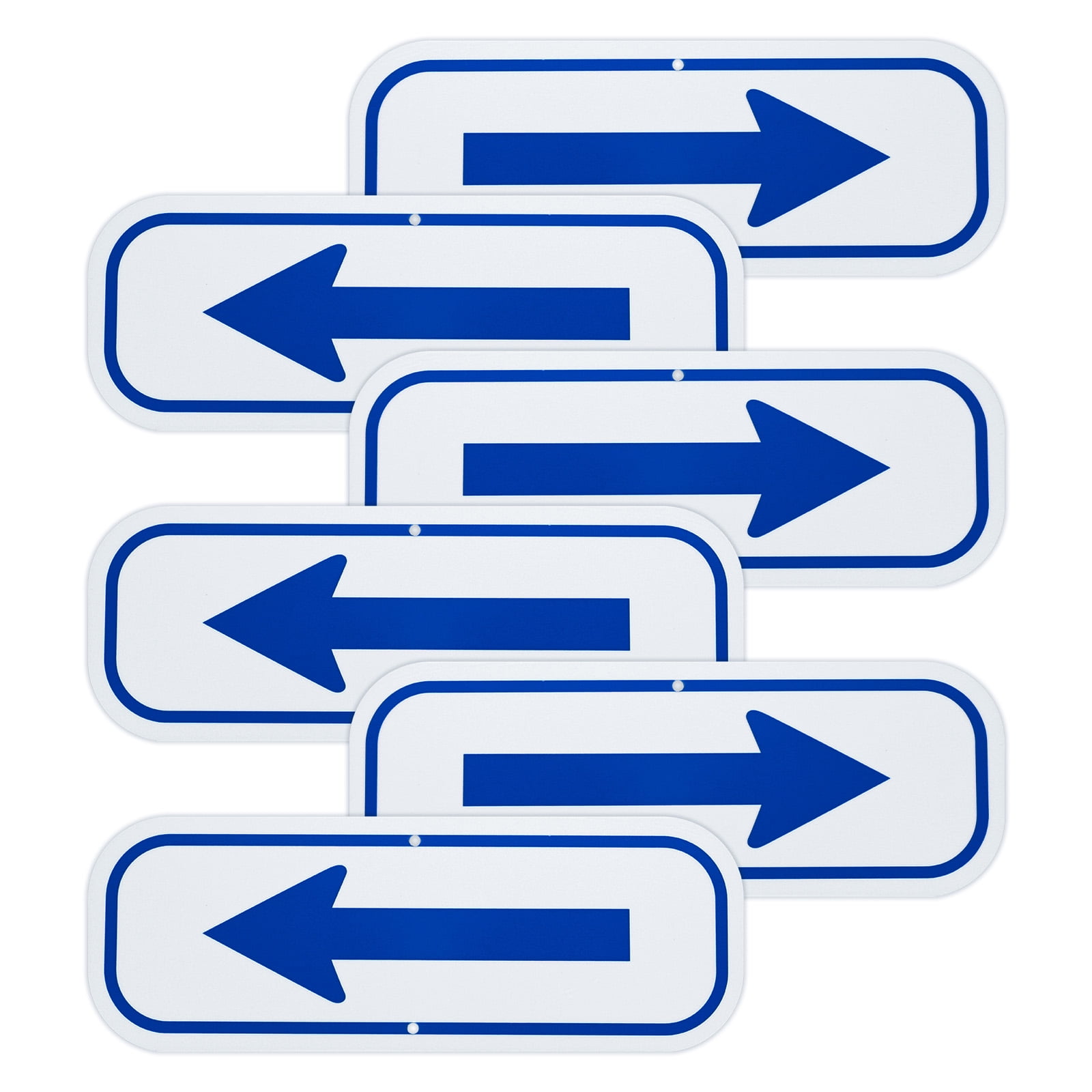 Uxcell 6-Pack Blue Arrow Signs, 9.84 x 3.54 Aluminum Reflective One-way ...