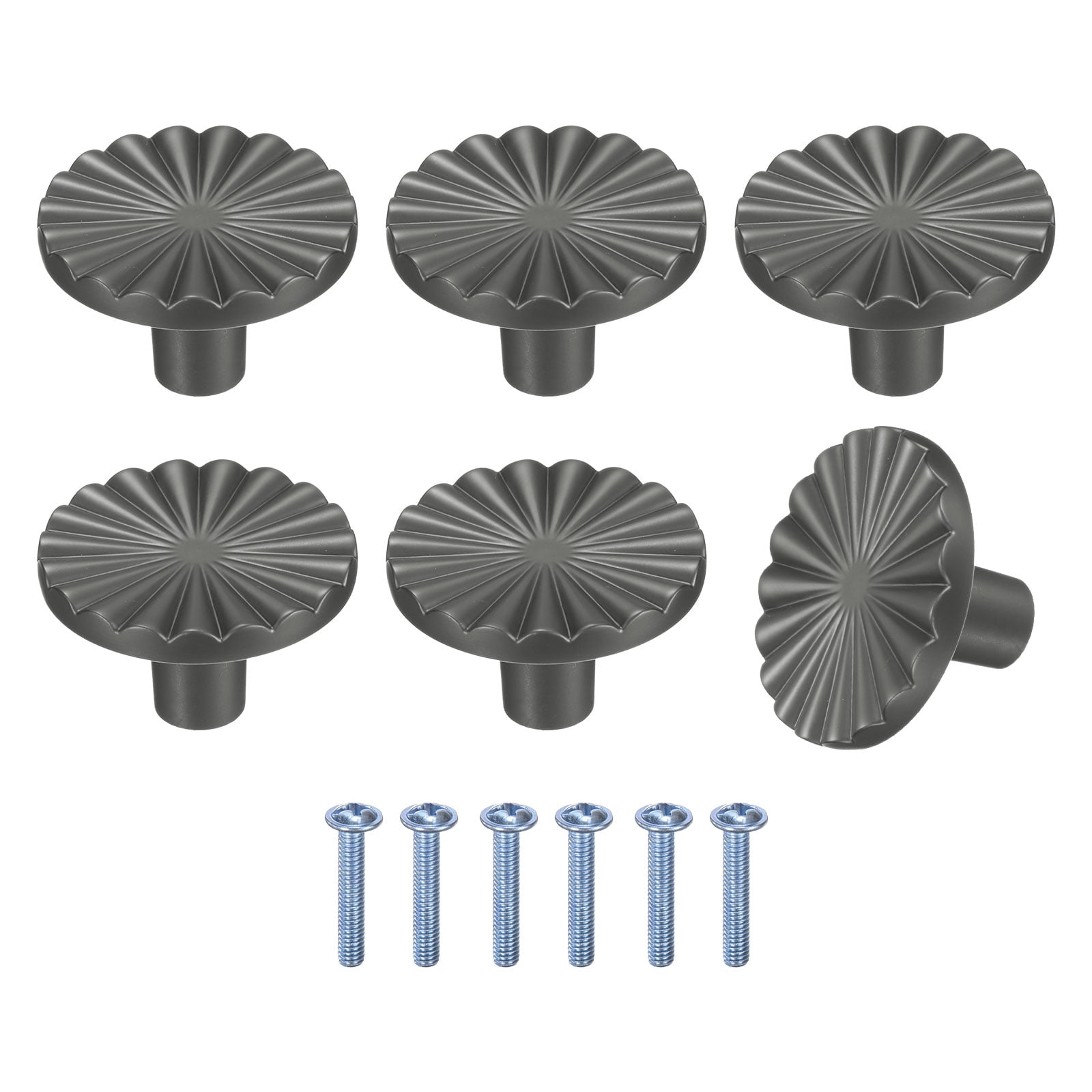 Uxcell 6-Pack Brushed Cabinet Knobs, 1-1/2" Round Modern Zinc Alloy ...