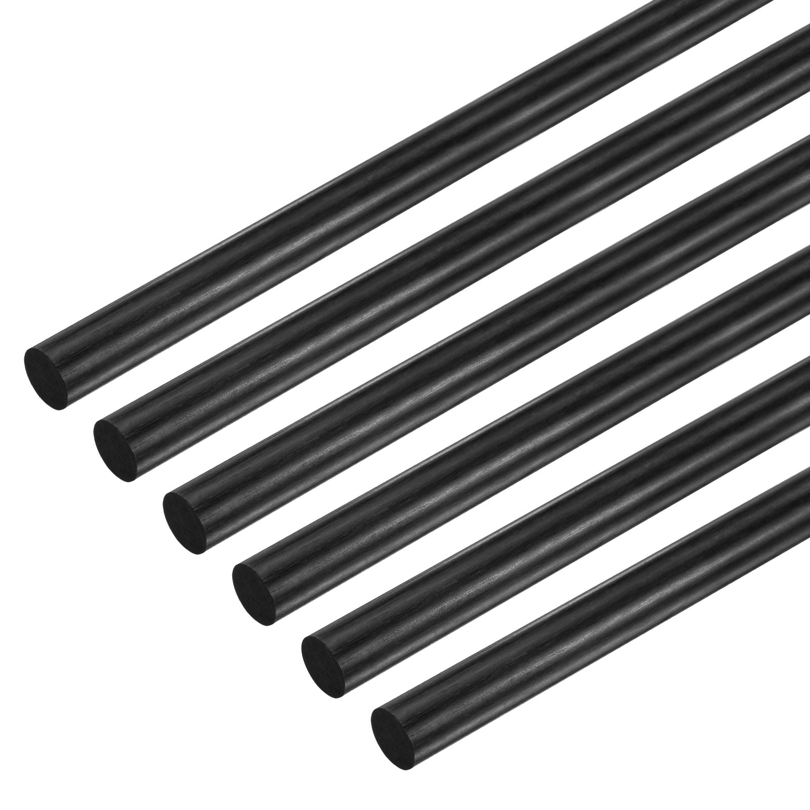 Uxcell 6-Pack Carbon Fiber Rods, 200mm Length 6mm Dia Carbon Fiber ...