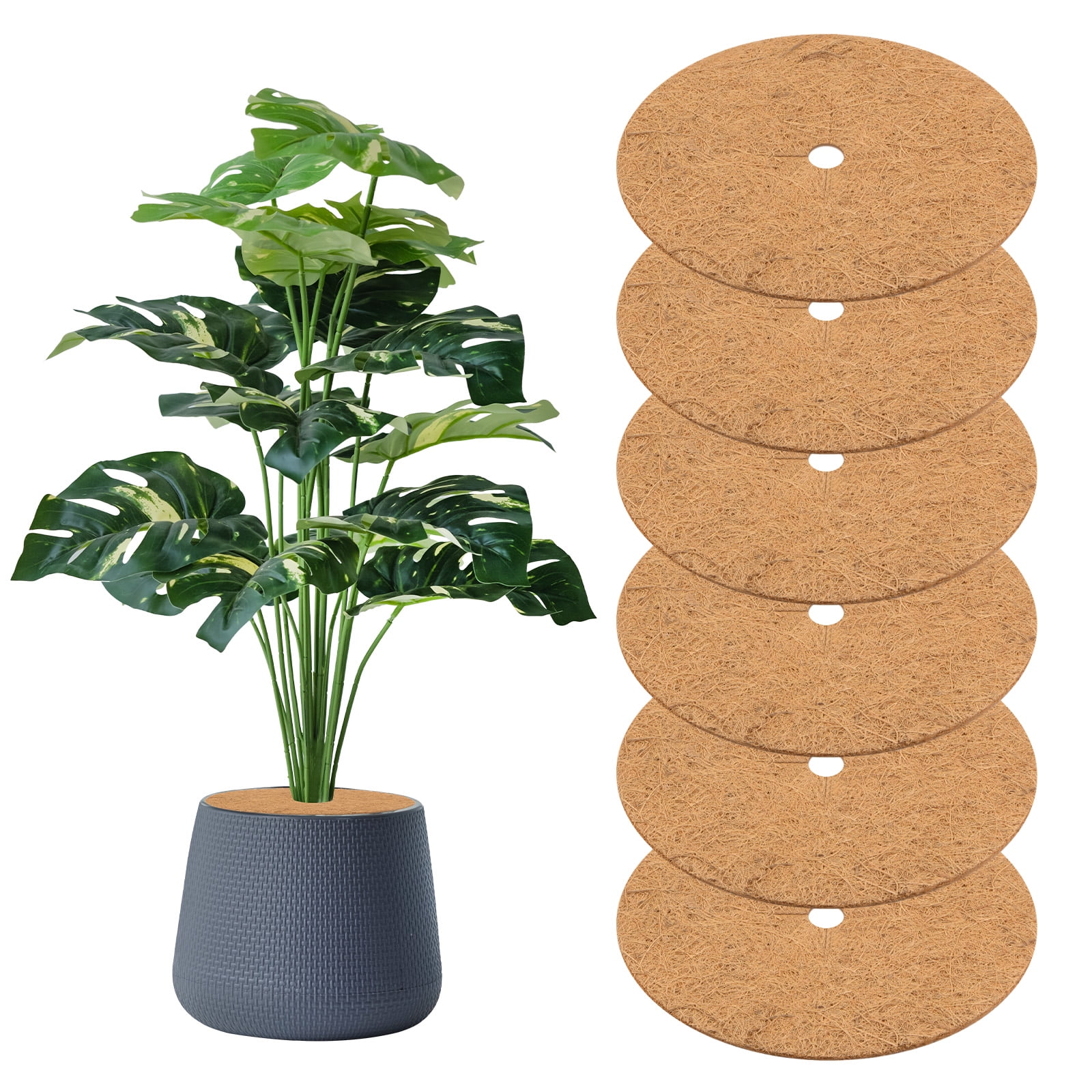 Uxcell 6-Pack Coconut Fibers Mulch Ring Tree Protector Mat, 13.8 Inch ...