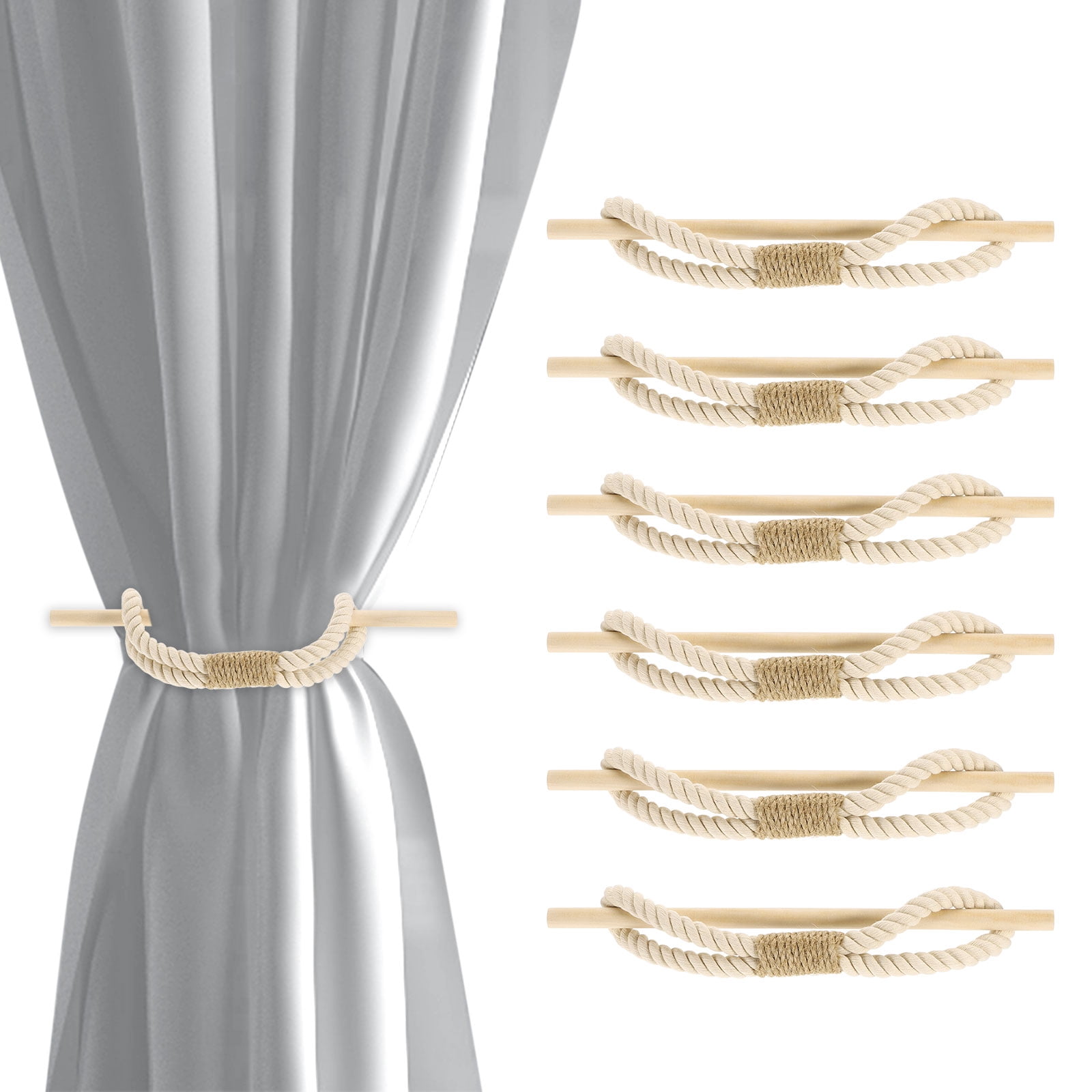 Uxcell 6 Pack Curtain Tiebacks, Cotton Rope Curtain Drapes Holdbacks ...